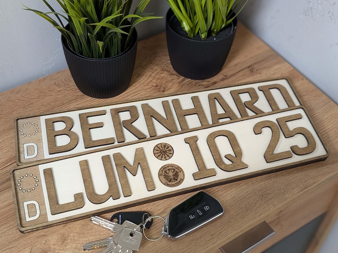 Personalizable Wooden License Plate – Gift and Decoration for Car ...