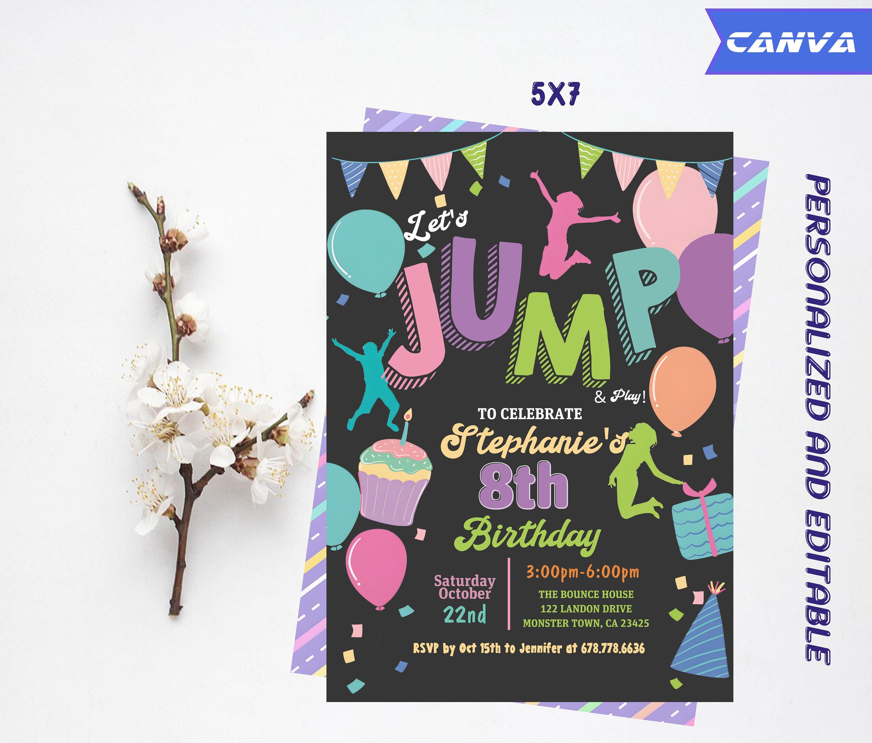 Let's Jump & Play Birthday Party Invitation, Jump Party Invitation ...