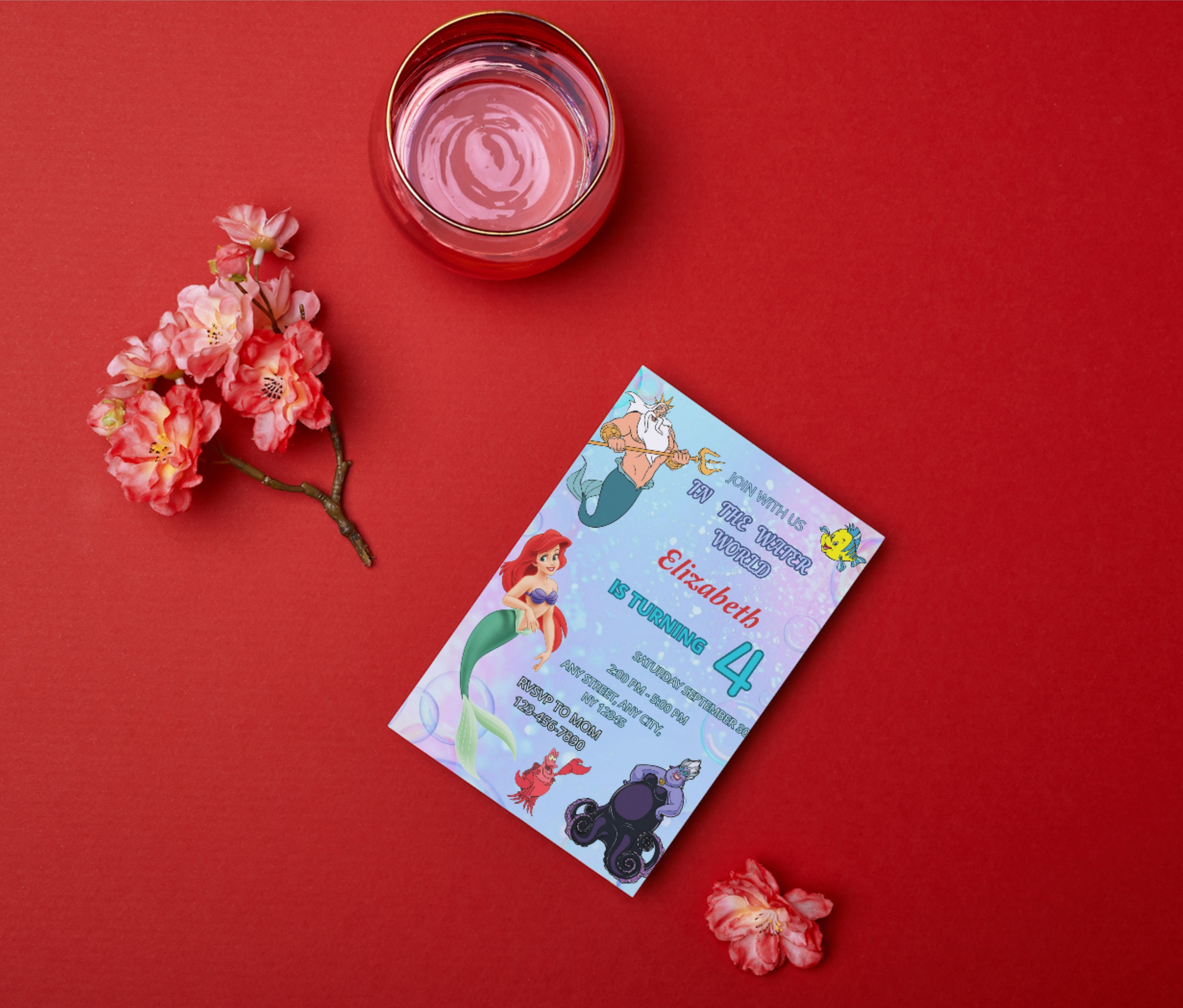 Mermaid Princess Birthday Invitation | Magical Disney Princess ...