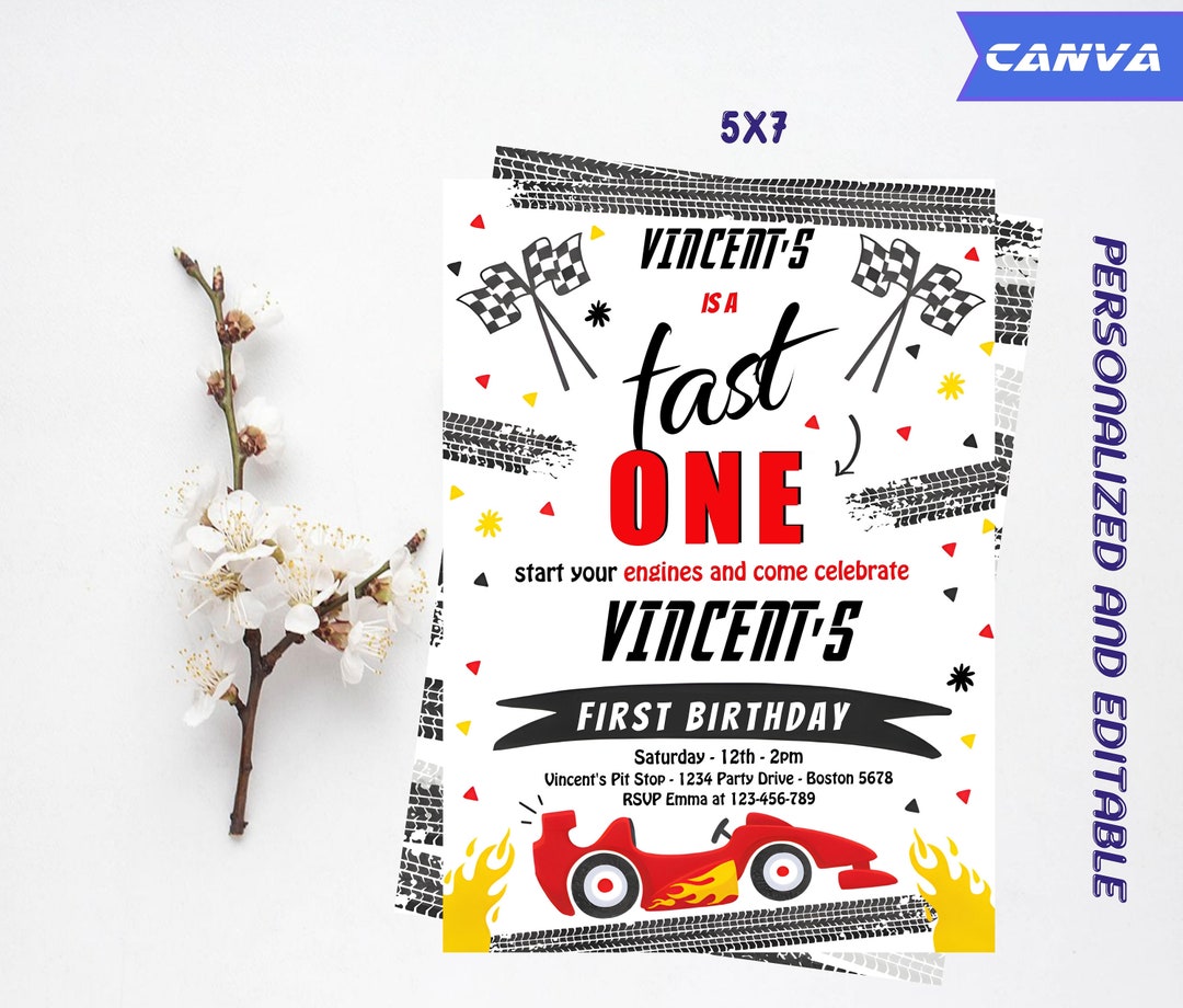 Race Car Birthday Invitation, Race Car Invitation, Kids Birthday ...