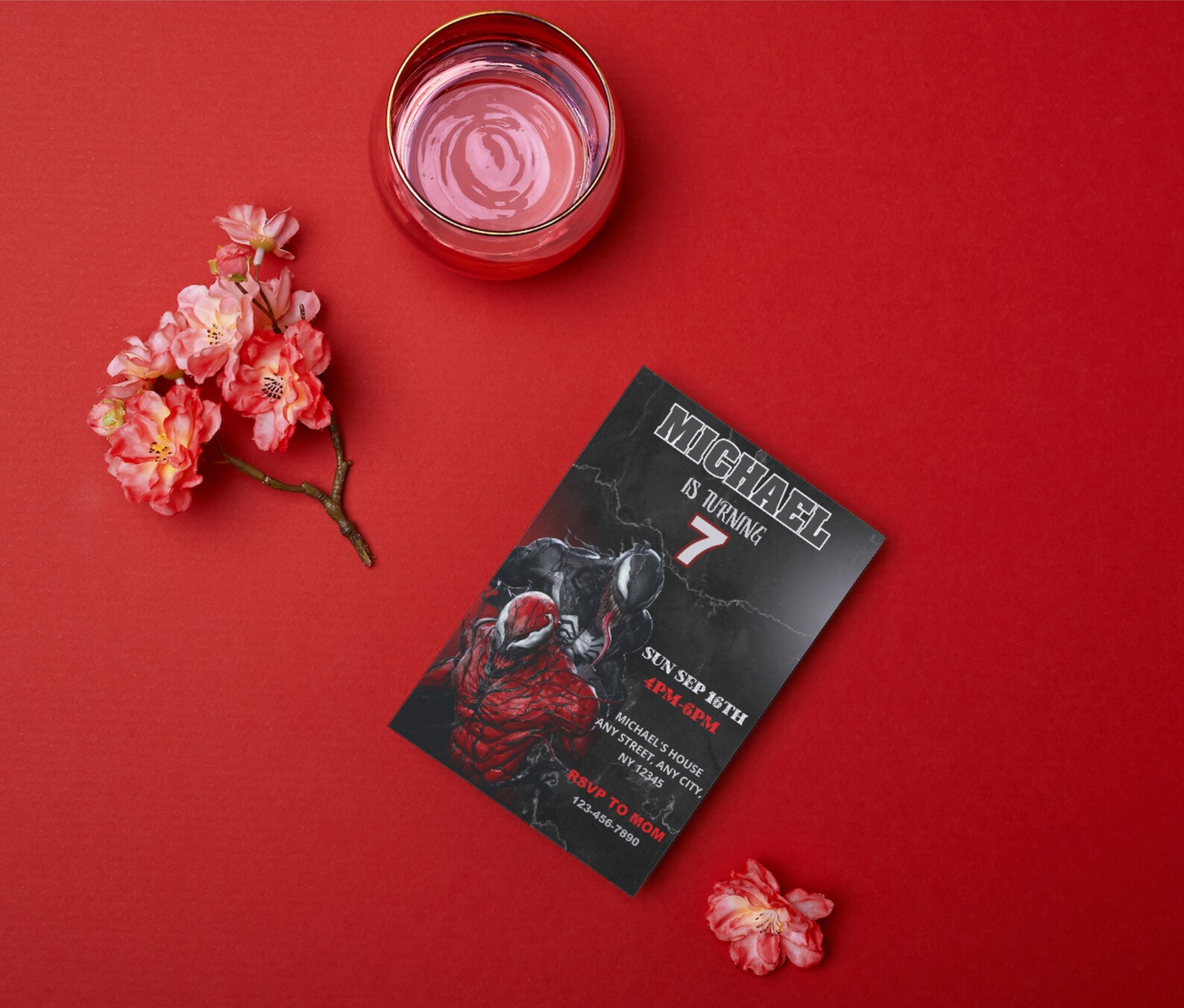 Personalized and Editable Venom Carnage Birthday Invitation | Venom ...