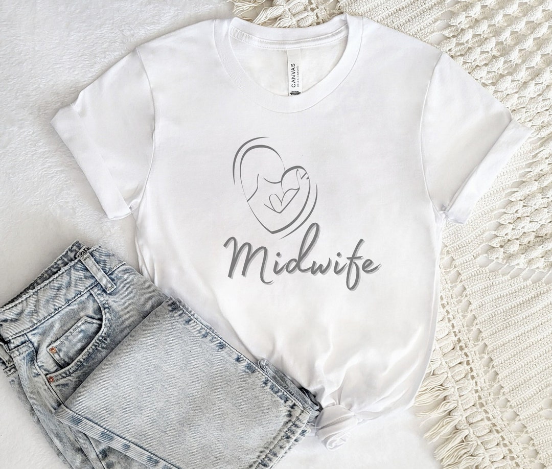Minimalistic Mother and Baby Silhouette T Shirt for Midwives Unique ...