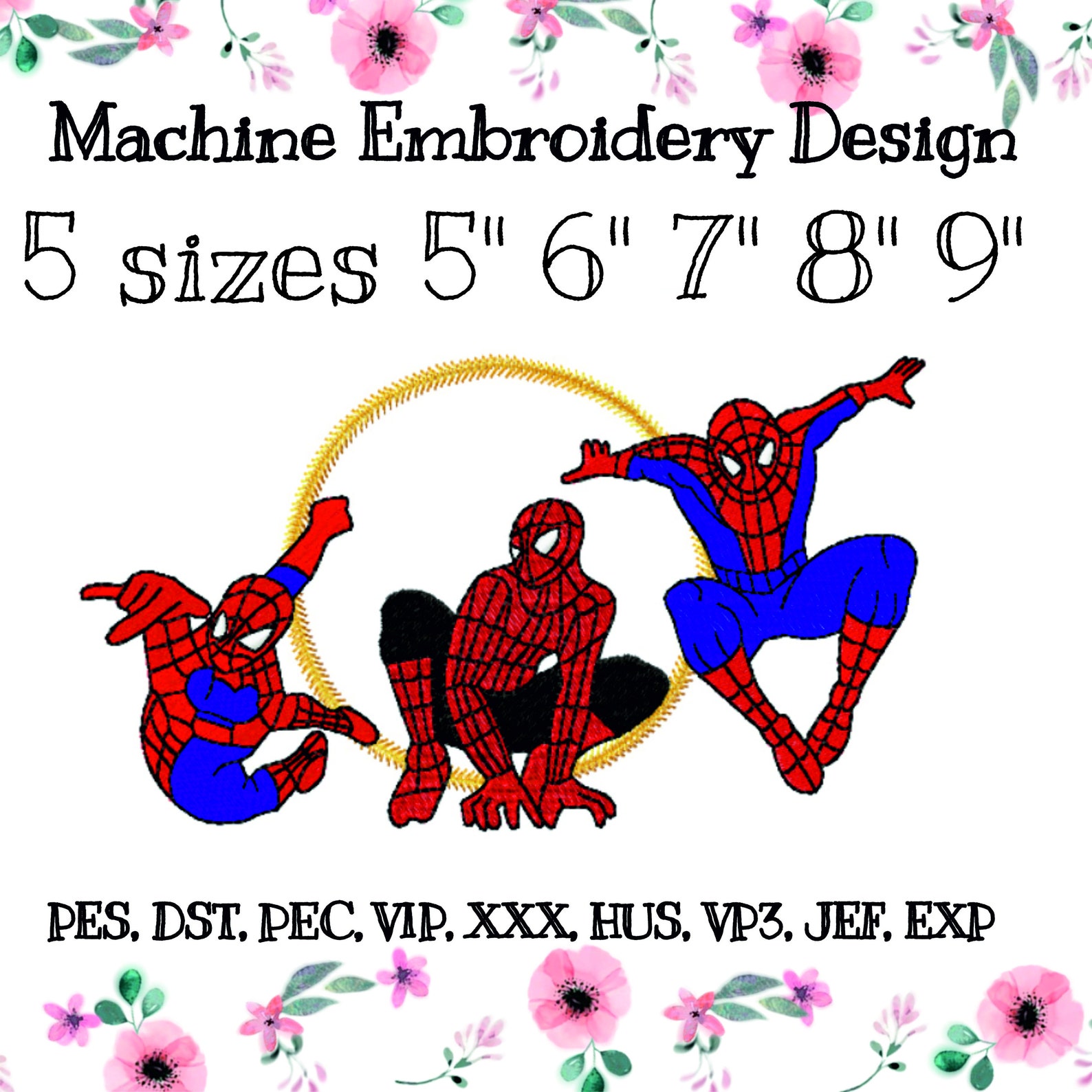 Machine Embroidery Design Three Superhero Spiders - Etsy