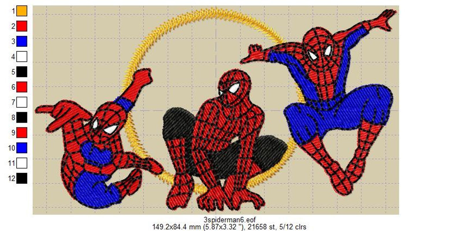 Machine Embroidery Design Three Superhero Spiders - Etsy