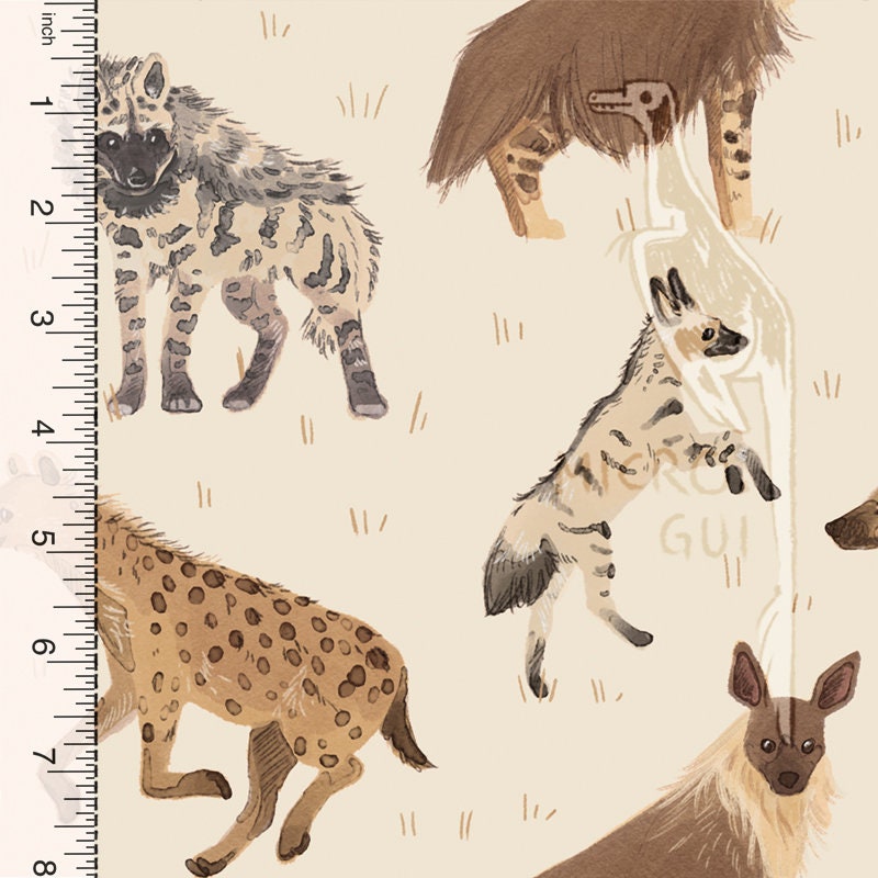 Hyena Seamless Pattern With Illustrations of Aardwolves, Spotted ...