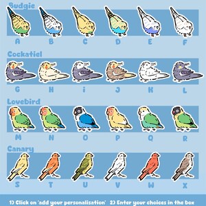 Pet Bird Stickers With Holographic Heart Effect - Etsy