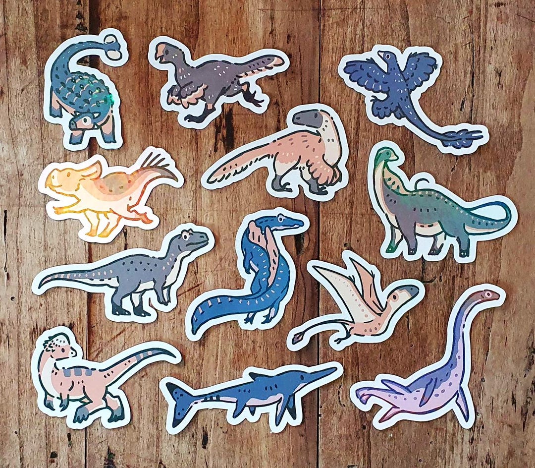 Dinos and Friends Holographic Stickers [set II] - Etsy