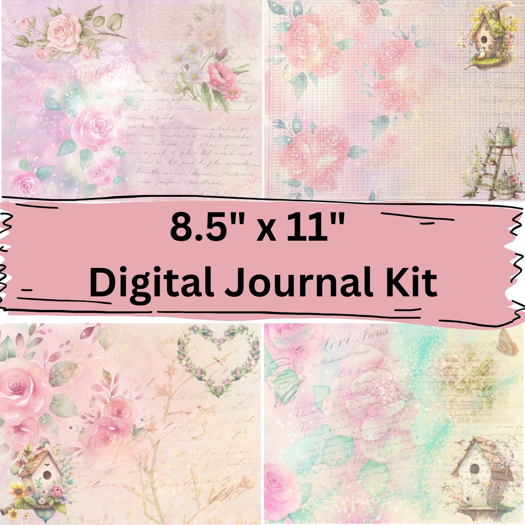 Digikit/junk Journal/printable Papers: Pink Garden Kit 3 - Etsy