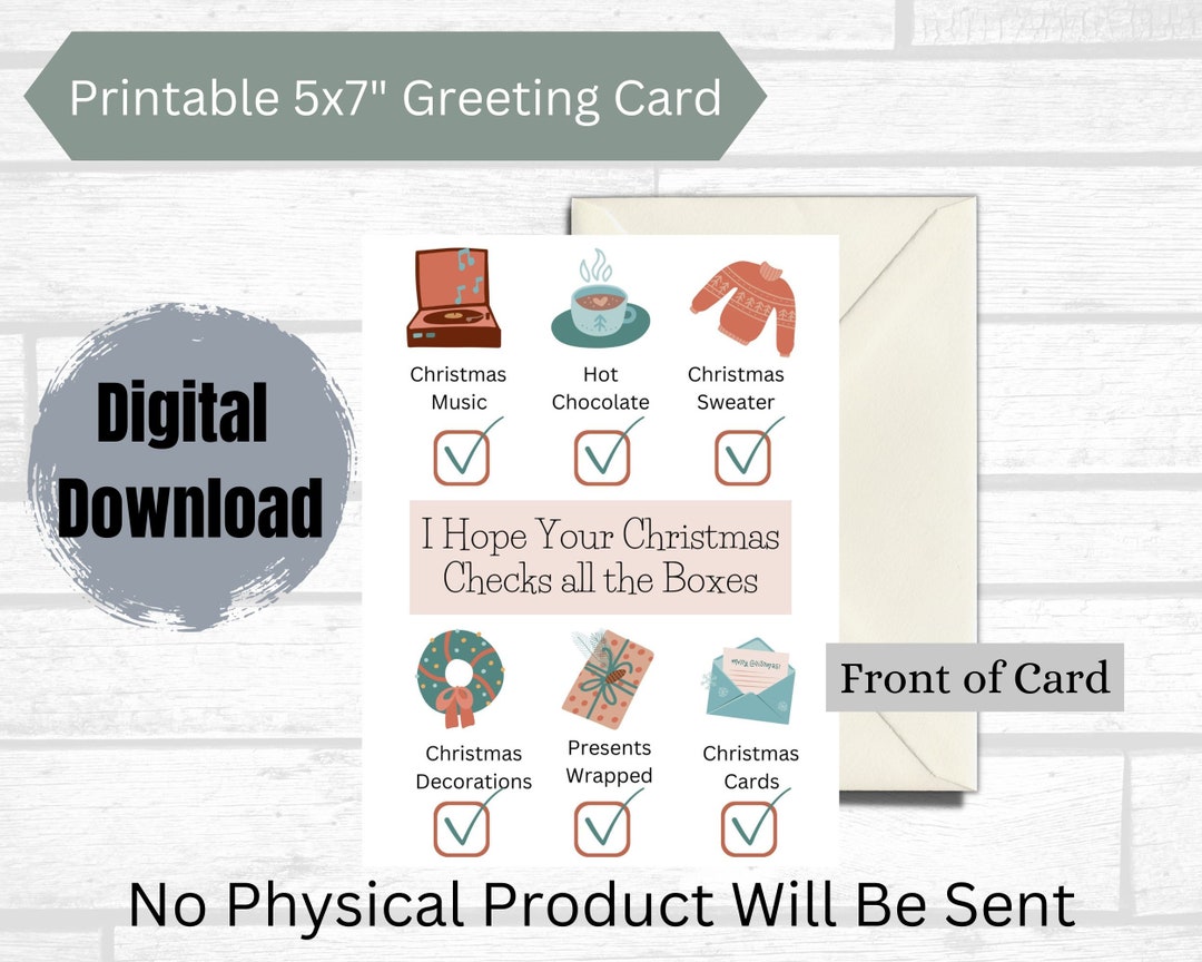 Printable Christmas Card: I Hope Your Christmas Checks All the - Etsy