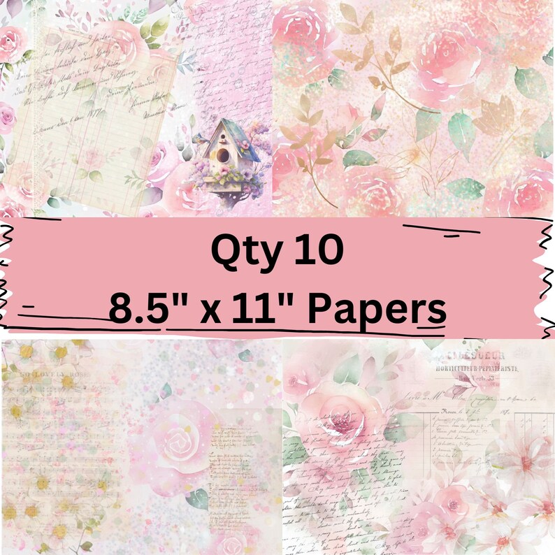 Digikit/junk Journal/printable Papers: Pink Garden Kit 3 - Etsy