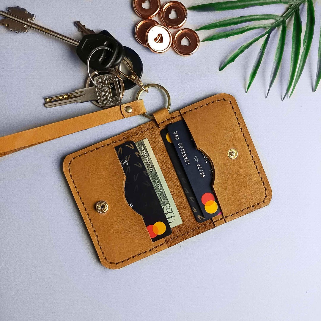 Small Keychain Wallet, Wristlet Slim Card Holder Kaychain - Etsy