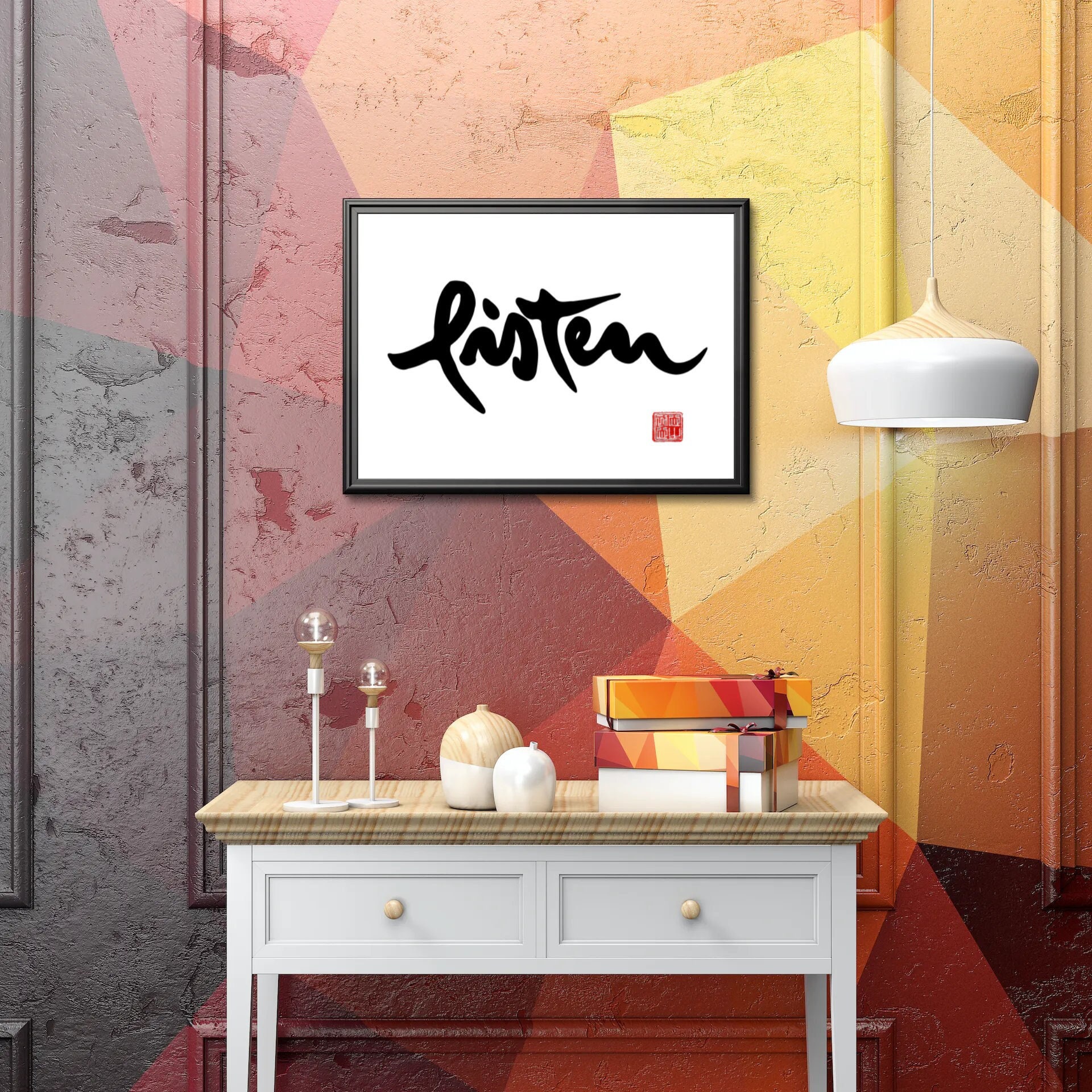 Calligraphy listen Digital Print File Zen - Etsy