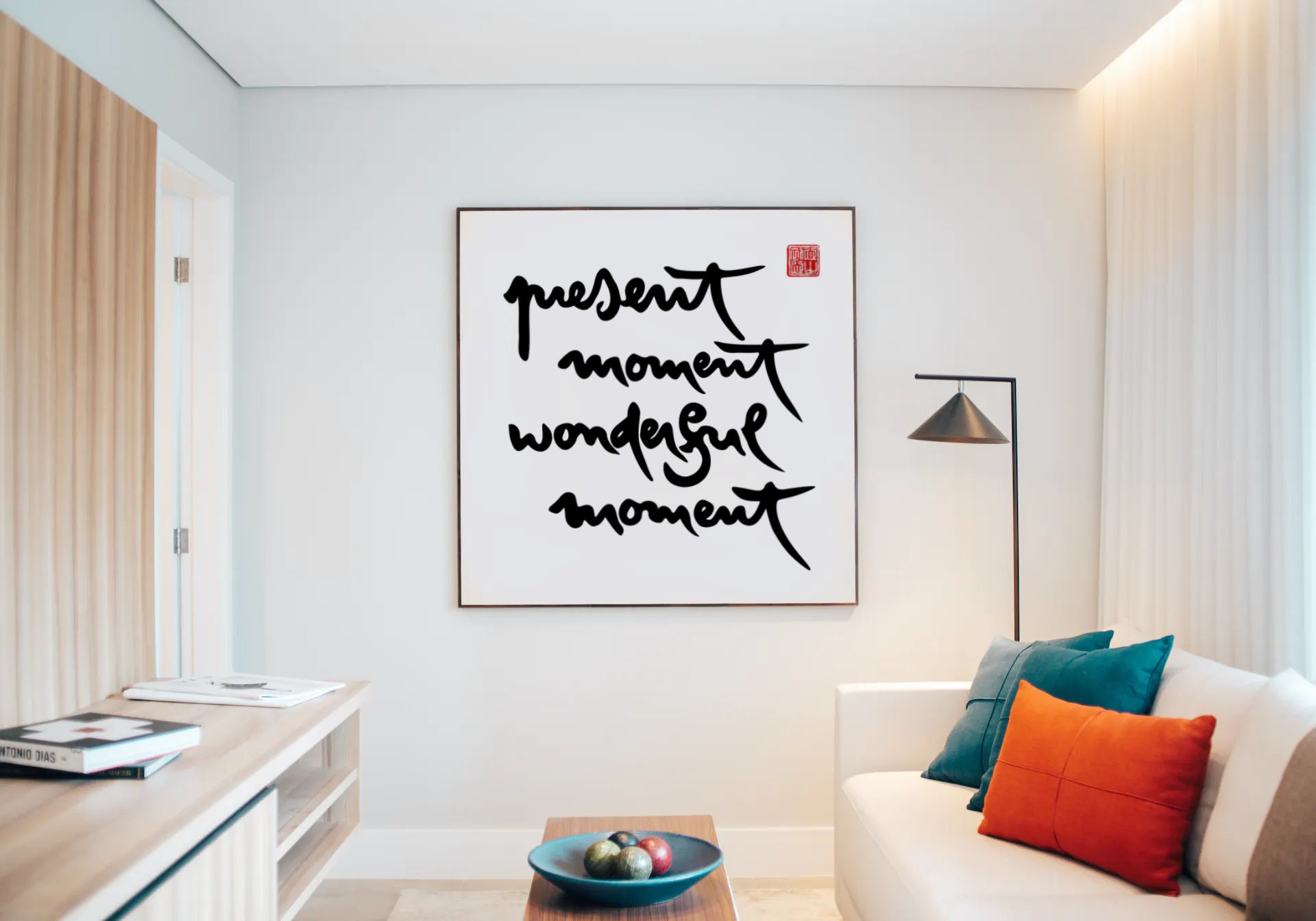 Calligraphy "present Moment Wonderful Moment" Zen Buddhism | Style ...