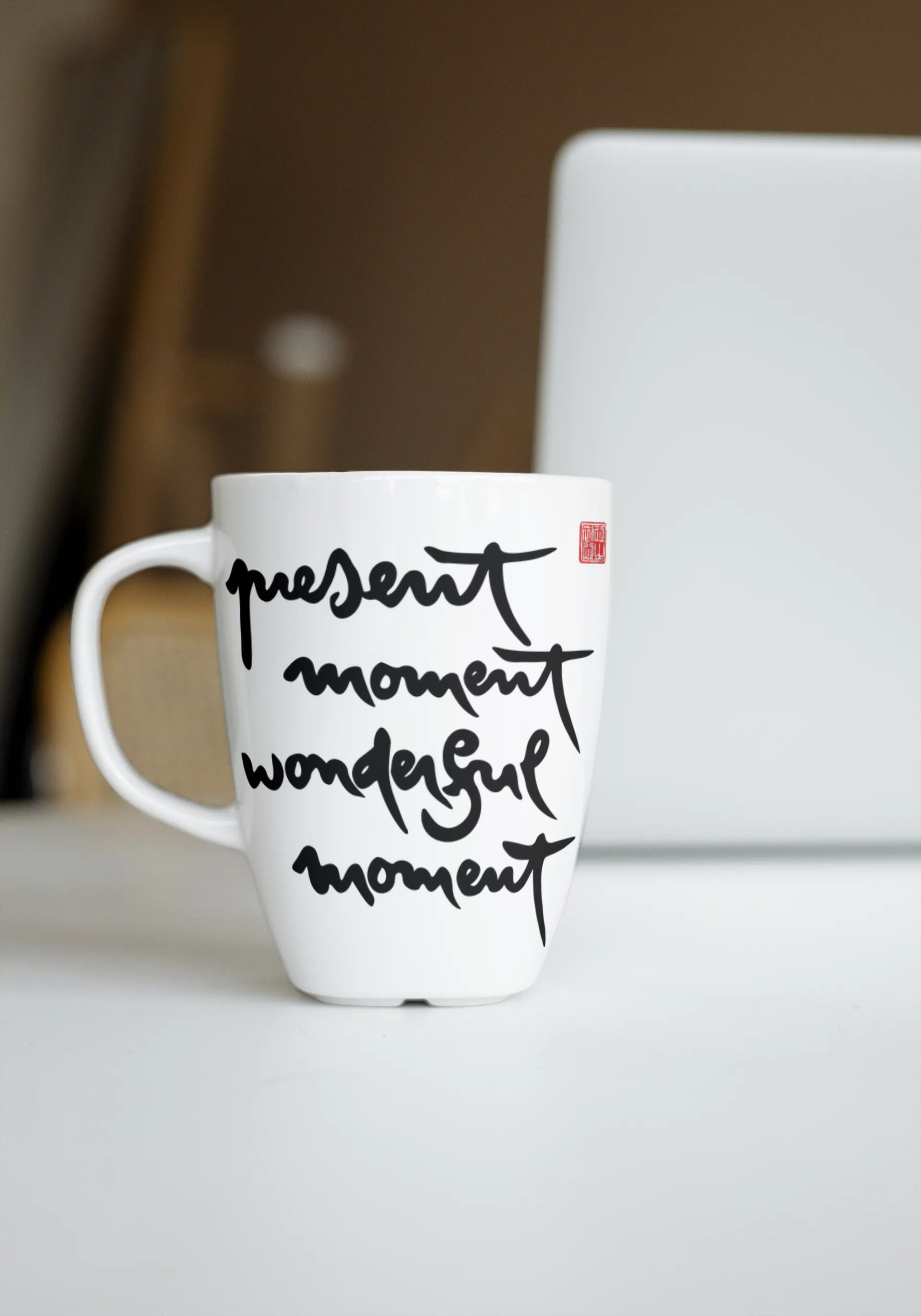 Present Moment Calligraphy Art Print | Thich Nhat Hanh Zen Quote ...
