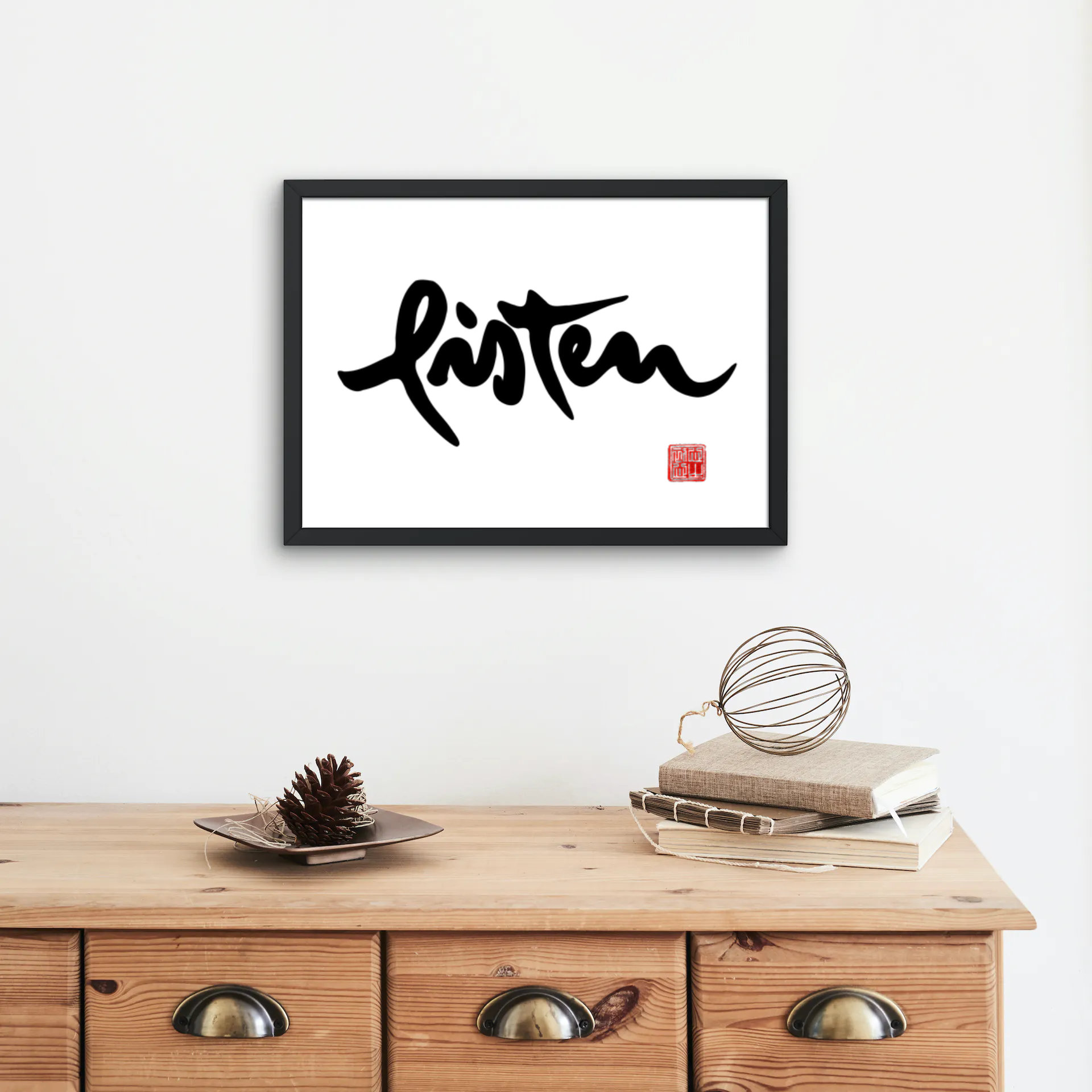 Calligraphy "listen" | Digital Print File | Zen Buddhism Phrase Thich ...