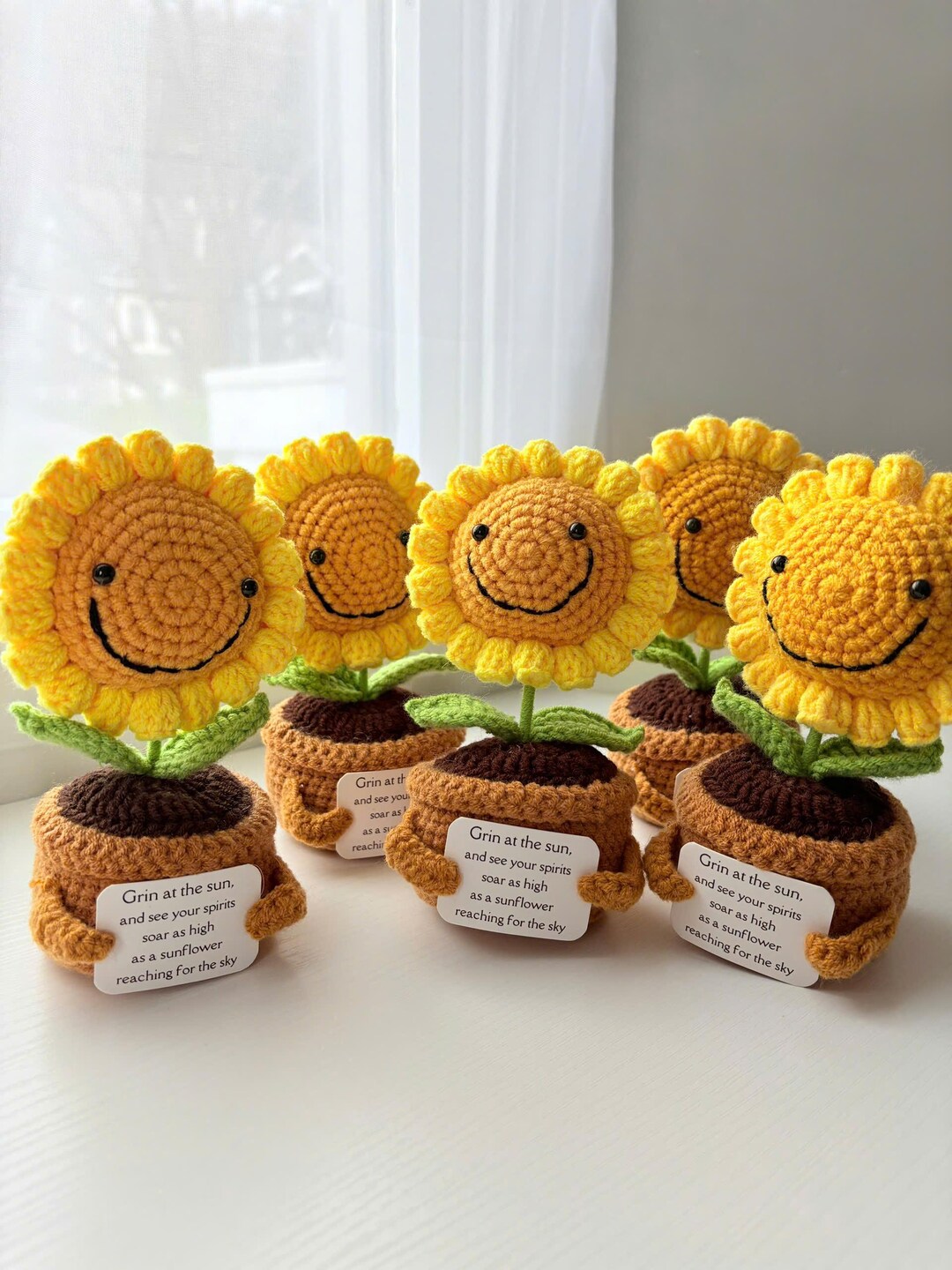 Crochet Emotional Support Sunflower Pot, Handmade Gift - Etsy