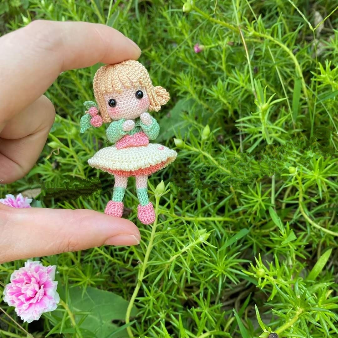 4 Mini Cute Handmade Doll, Mini Crochet Doll, Miniature Art, Crochet ...
