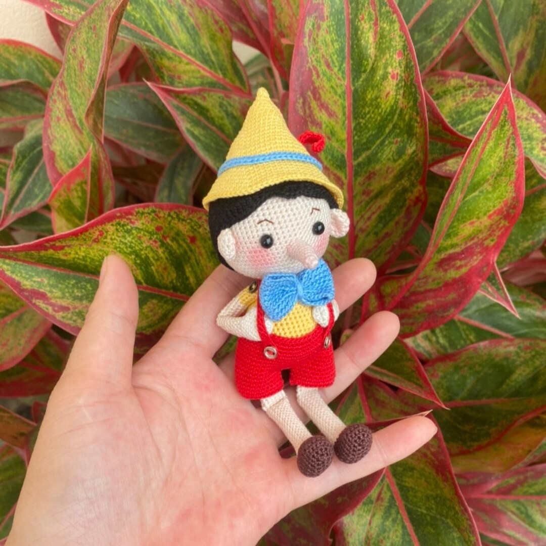 6'' Crochet Mini Pinocchio, Mini Amigurumi Doll, Crochet Doll, Wooden ...