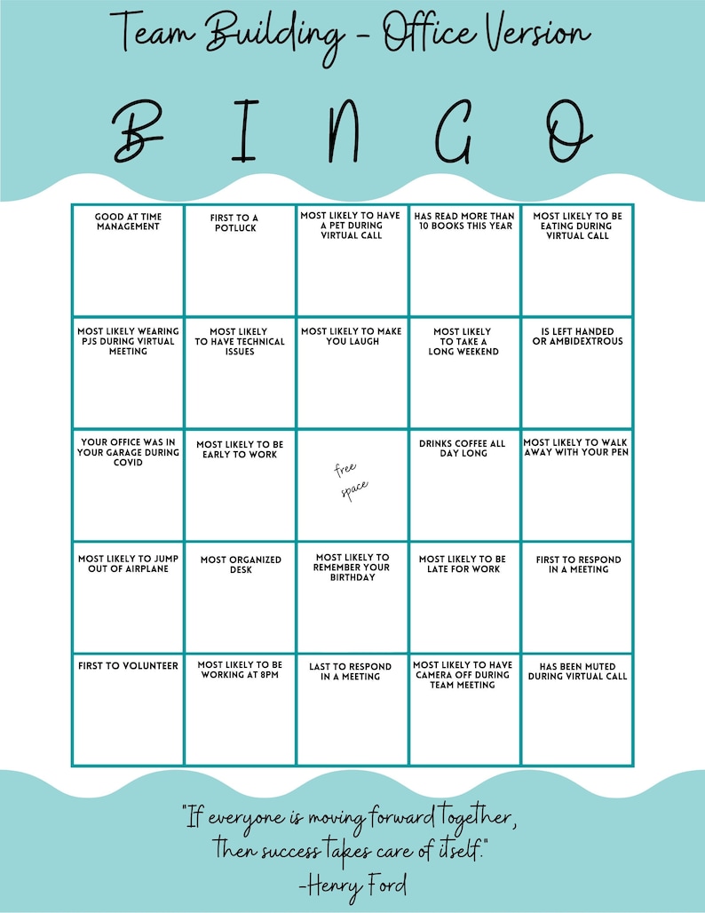 Team Building Bingo Game Office Version - Etsy
