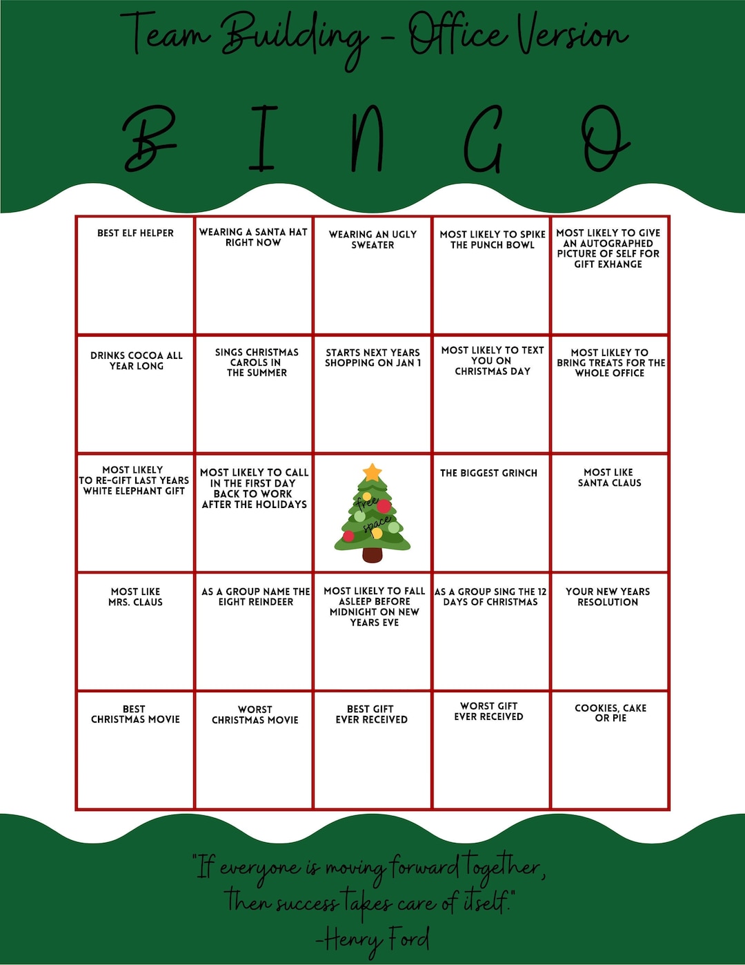 Holiday Team Building Bingo Game Office Version - Etsy
