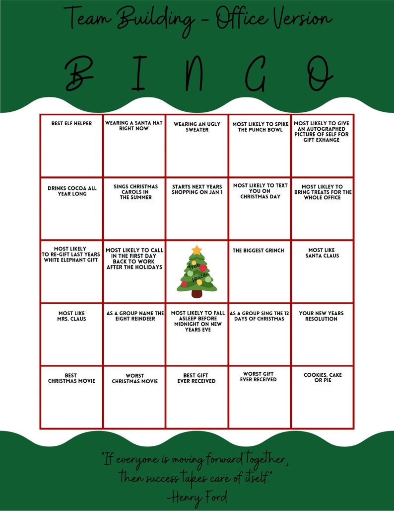 Holiday Team Building Bingo Game Office Version - Etsy