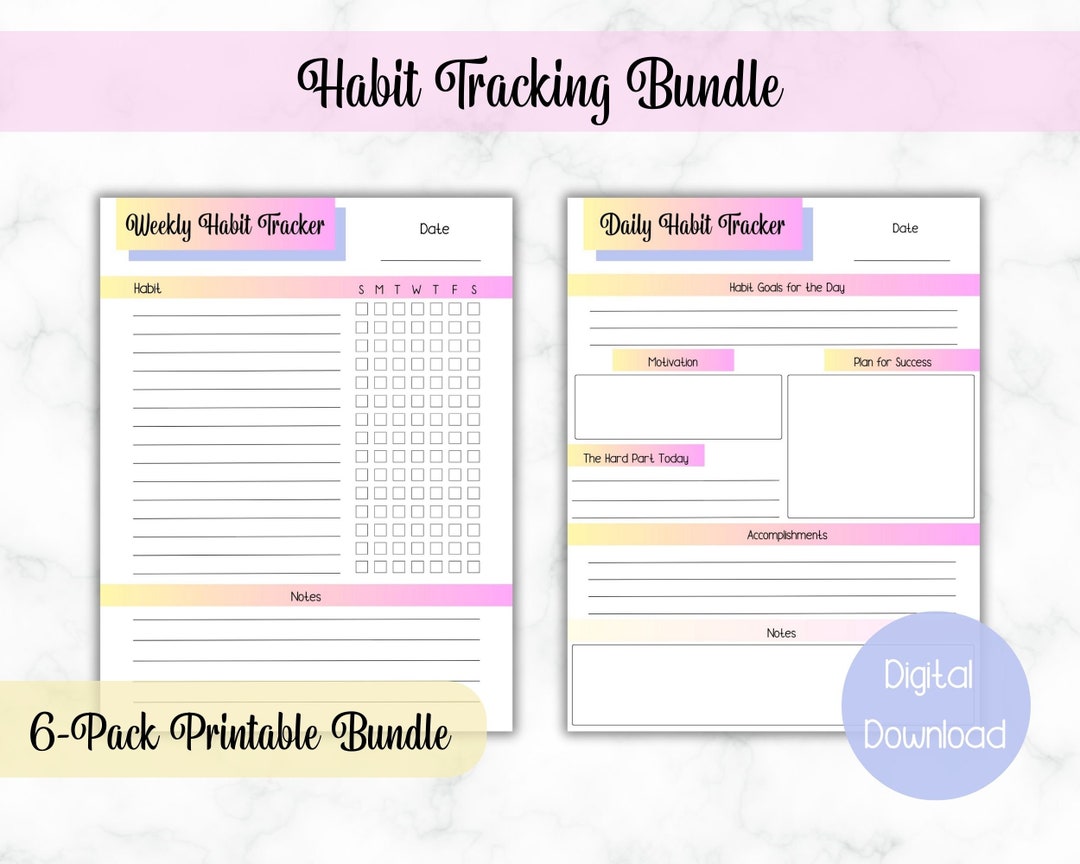 Printable Mental Health Habit Tracker Weekly Routine Tracking - Etsy