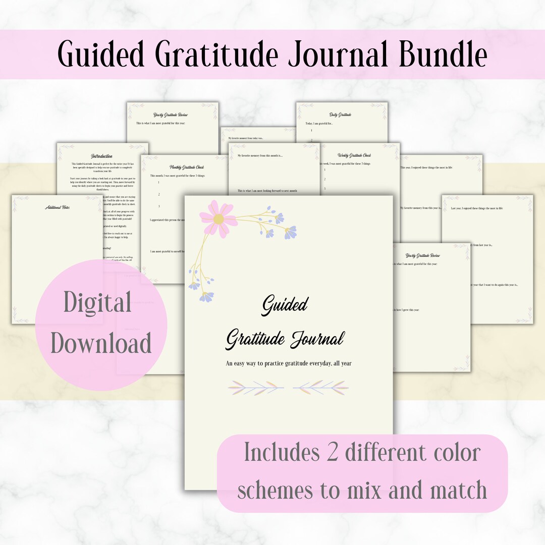 Daily Gratitude Journal Digital Download, Gratitude and Mindfulness Log ...