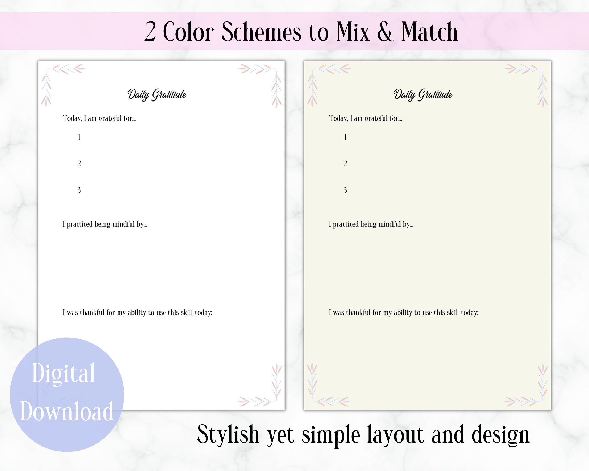 Daily Gratitude Journal Digital Download, Gratitude and Mindfulness Log ...