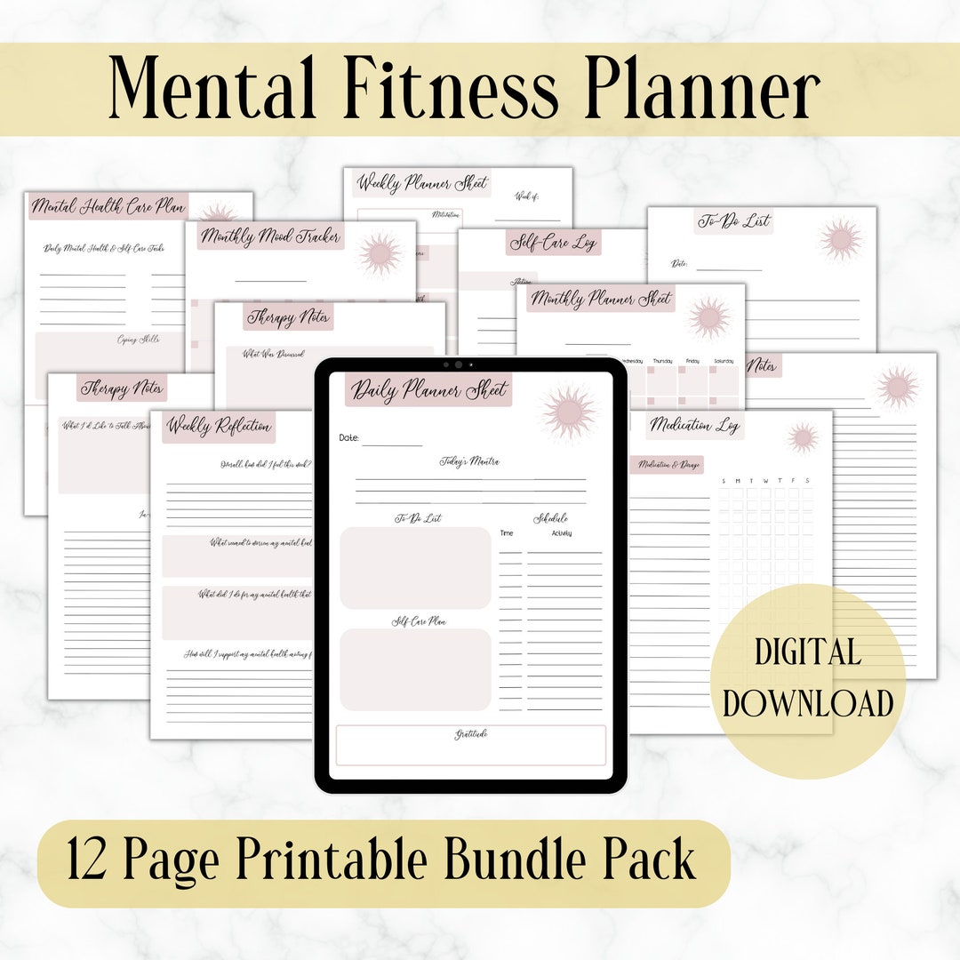 Printable Mental Health Planner for Self-care & Mindfulness, Digital ...