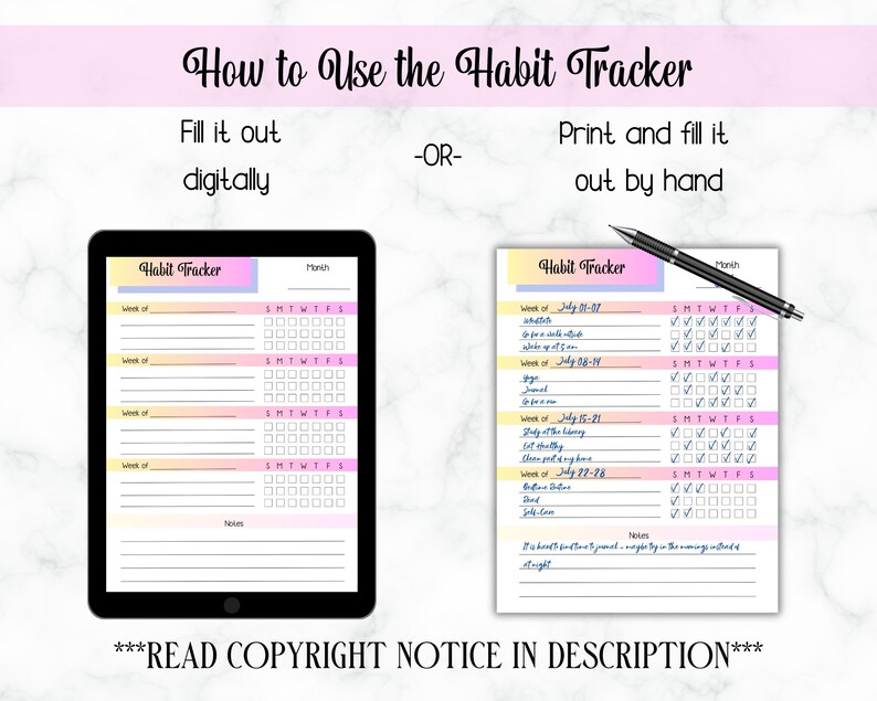 Printable Mental Health Habit Tracker Weekly Routine Tracking Sheets ...