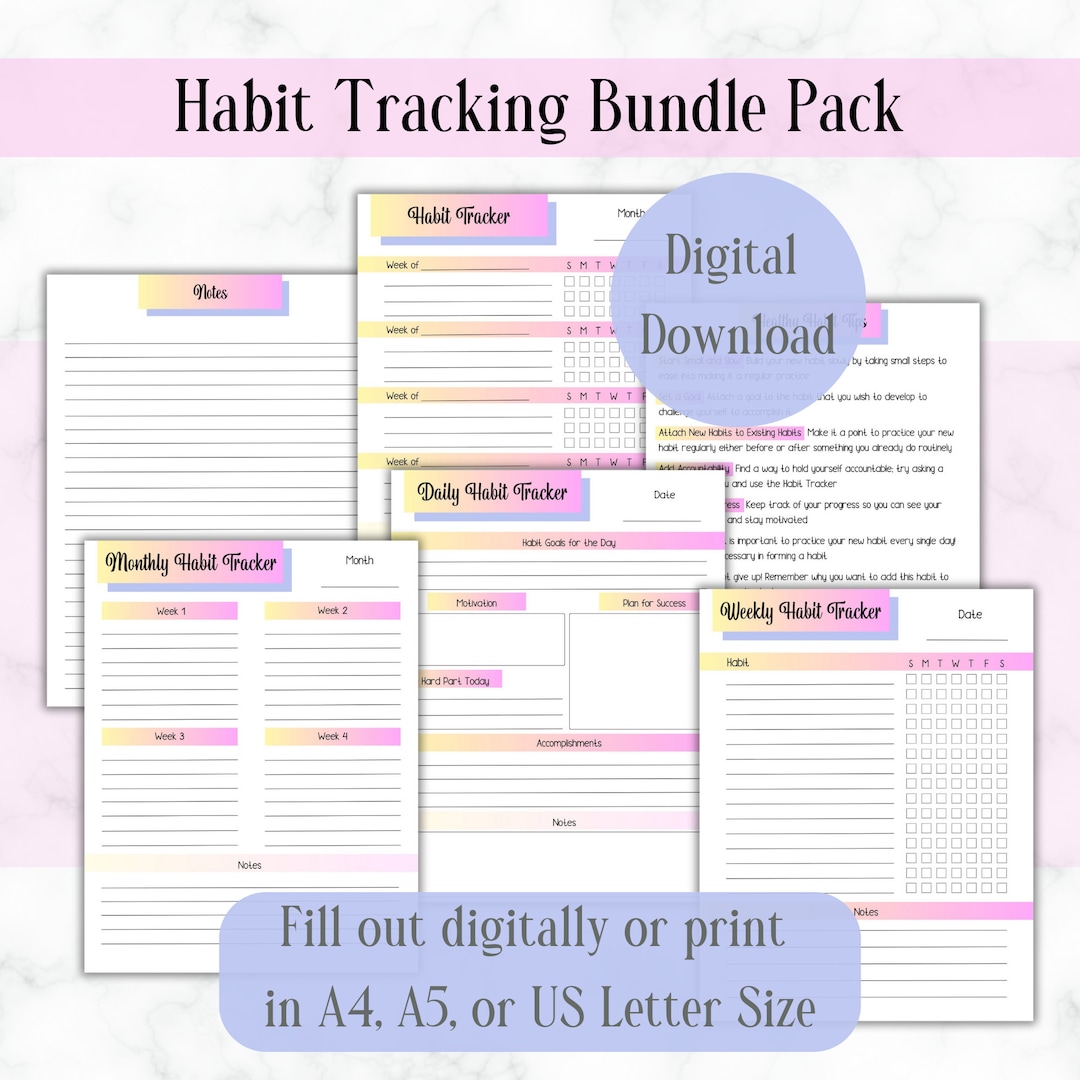 Printable Mental Health Habit Tracker Weekly Routine Tracking Sheets ...