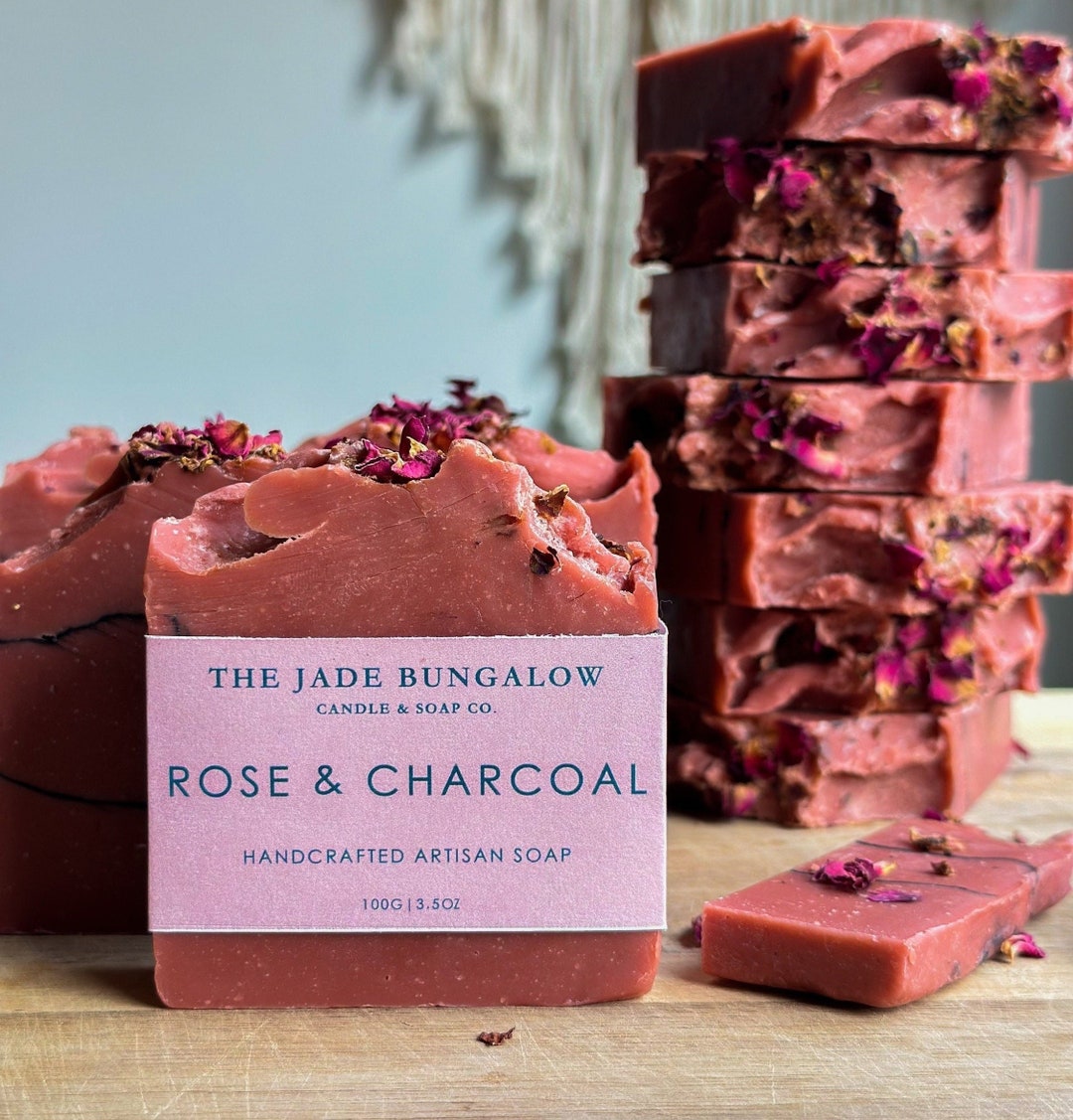 Rose Charcoal Artisan Soap 3 5 Oz Organic Handmade Body Soap Premium