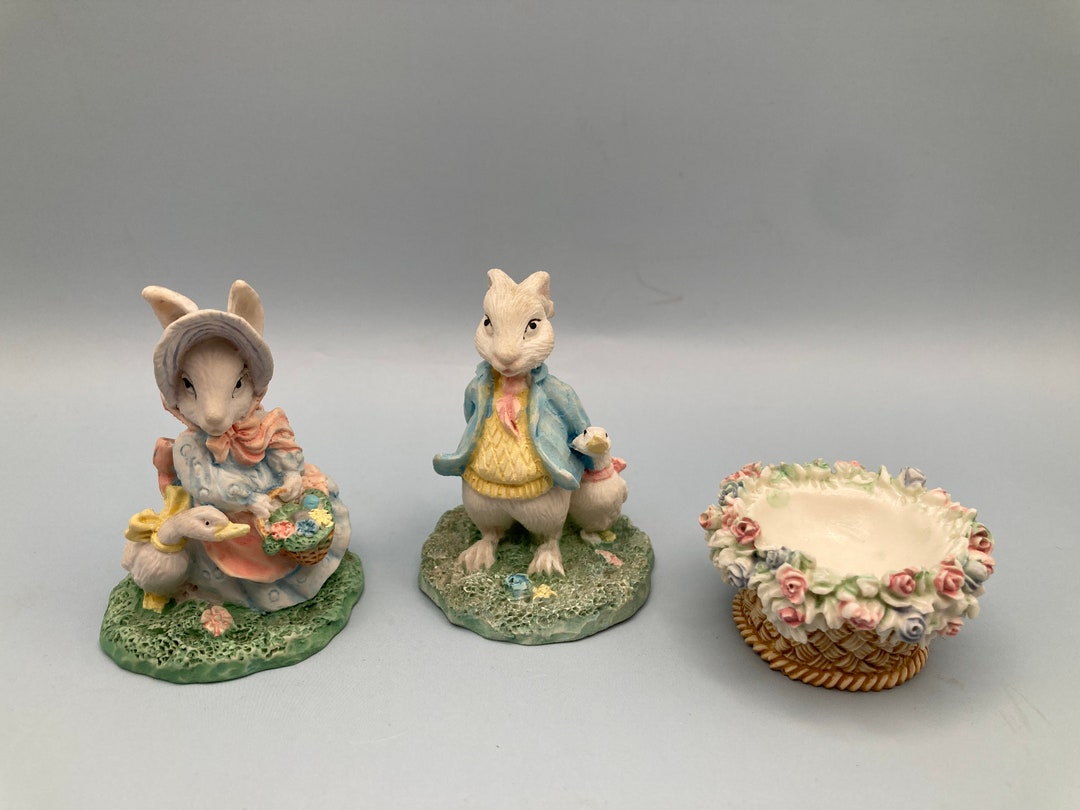 Bunny Rabbit Figurines Set of 3 Midwest Importers Fairy Garden Vintage ...
