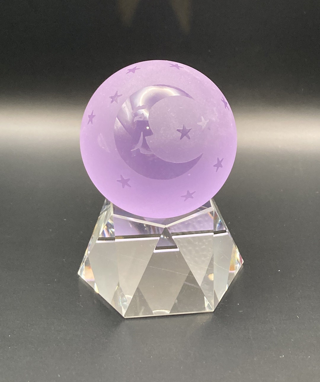 Vintage Purple Moon on Stand Art Glass Paperweight - Etsy