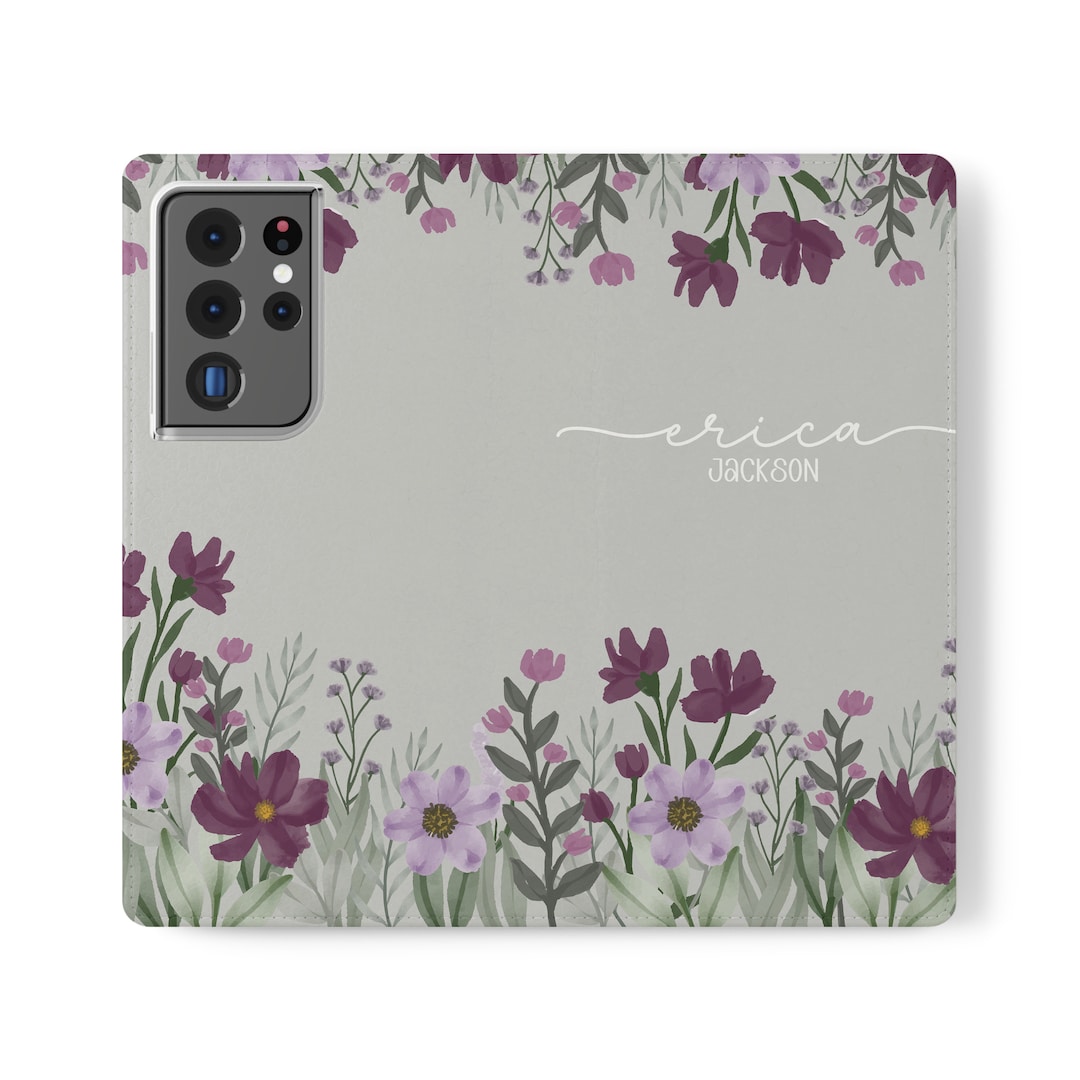 Personalized Custom Wallet Phone Case Floral Abstract Moon - Etsy