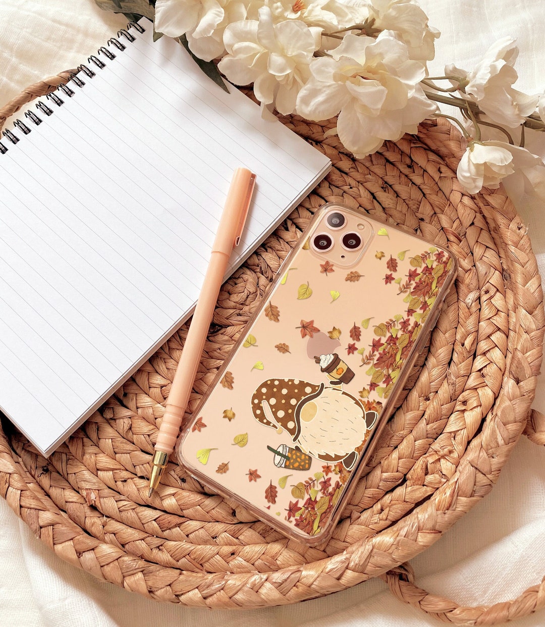 Clear Autumn Coffee Lover Gnome Phone Case, Transparent Fall Case Cover ...
