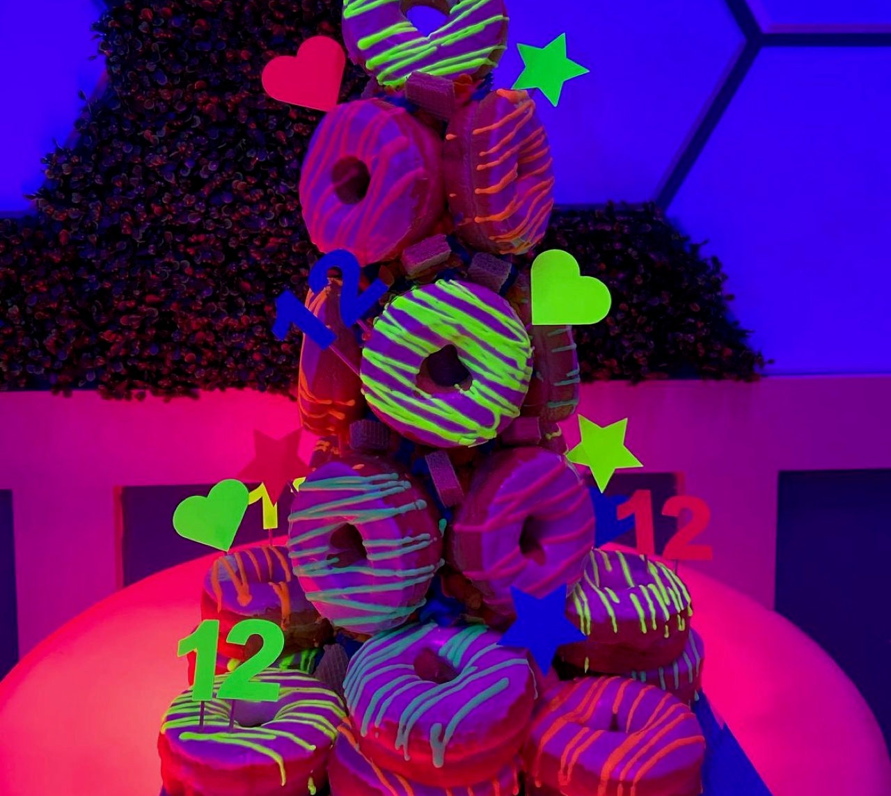 Heart Birthday Cake Topper, Custom Age Neon Party Decor, Red Glitter ...