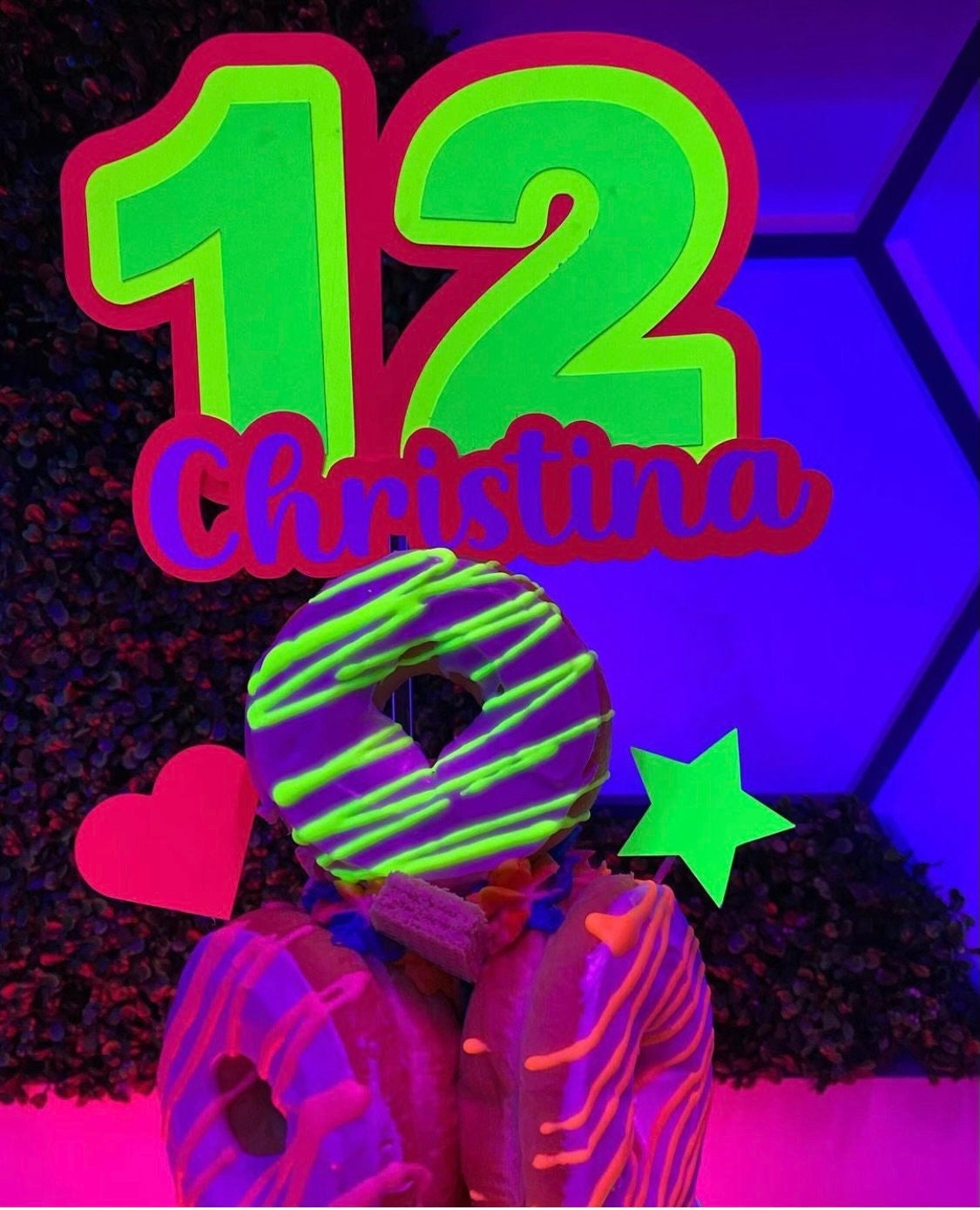 Personalized Glow Cake Topper, Birthday Cake Decor, Neon Glow Party ...