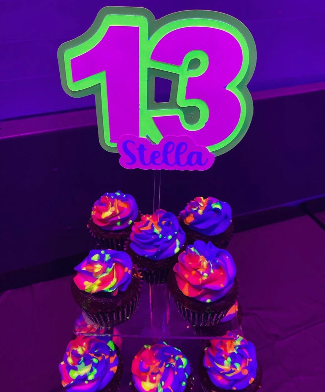 Personalized Glow Cake Topper, Birthday Cake Decor, Neon Glow Party ...