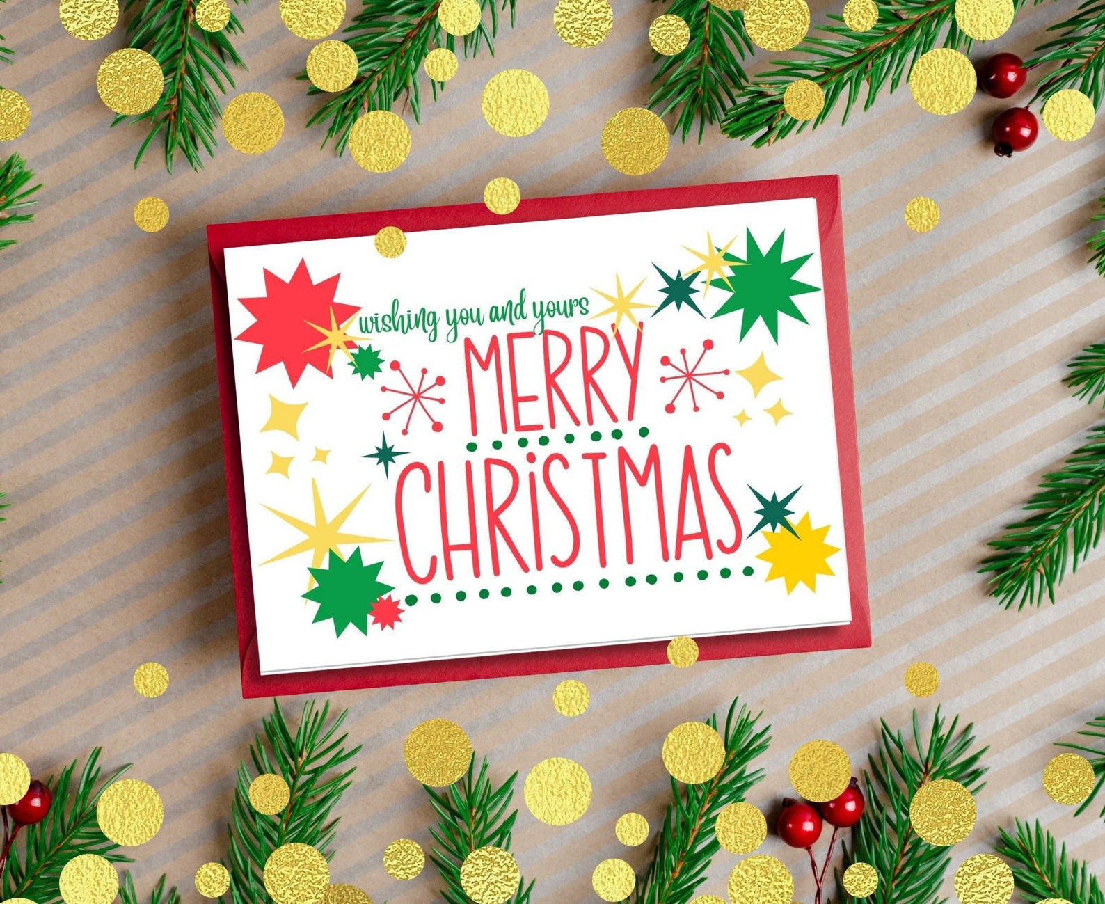 2 CARDS in ONE! PRINTABLE Christmas Card, Digital Holiday Card, Merry ...