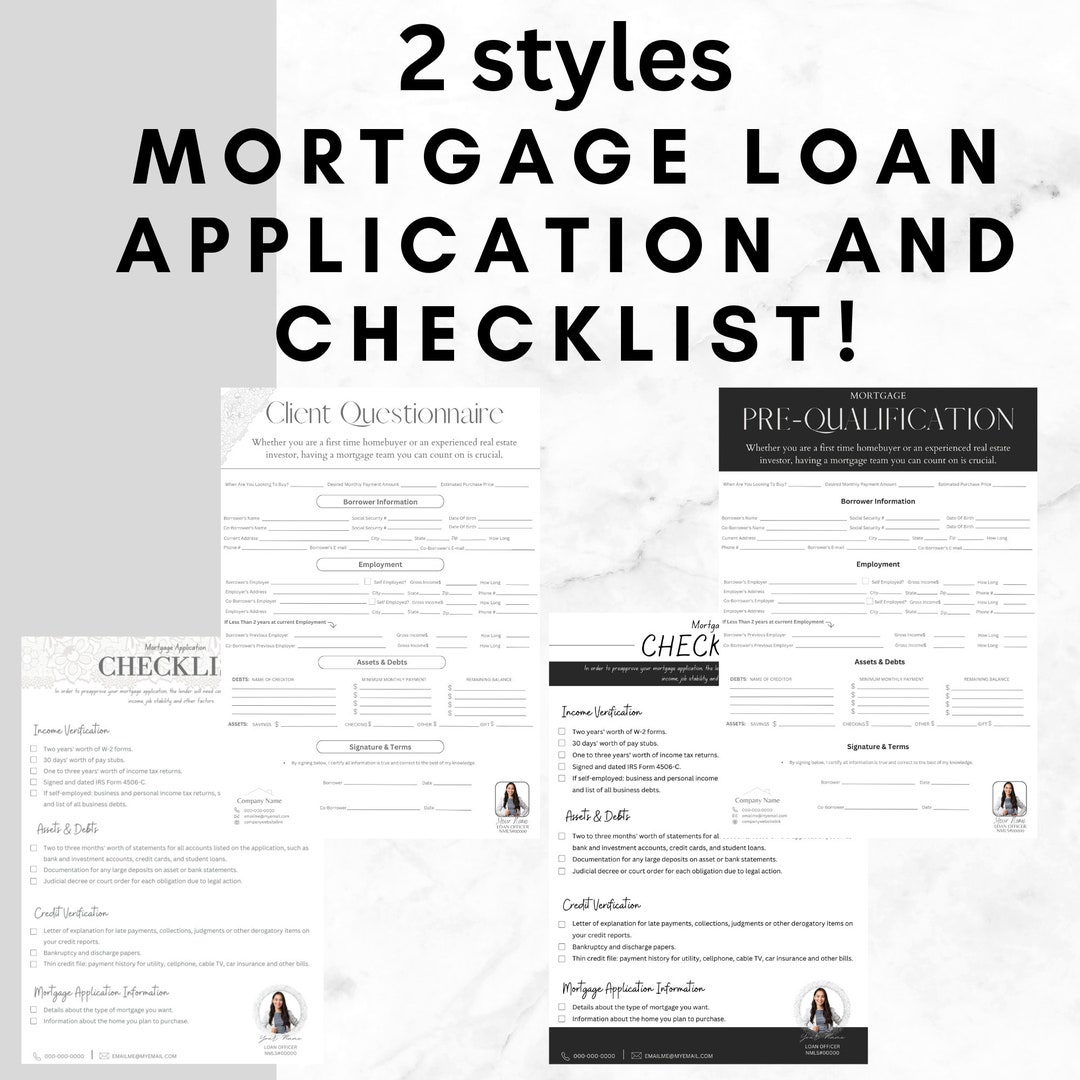 Mortgage Pre-application & Mortgage Loan Application Checklist ...