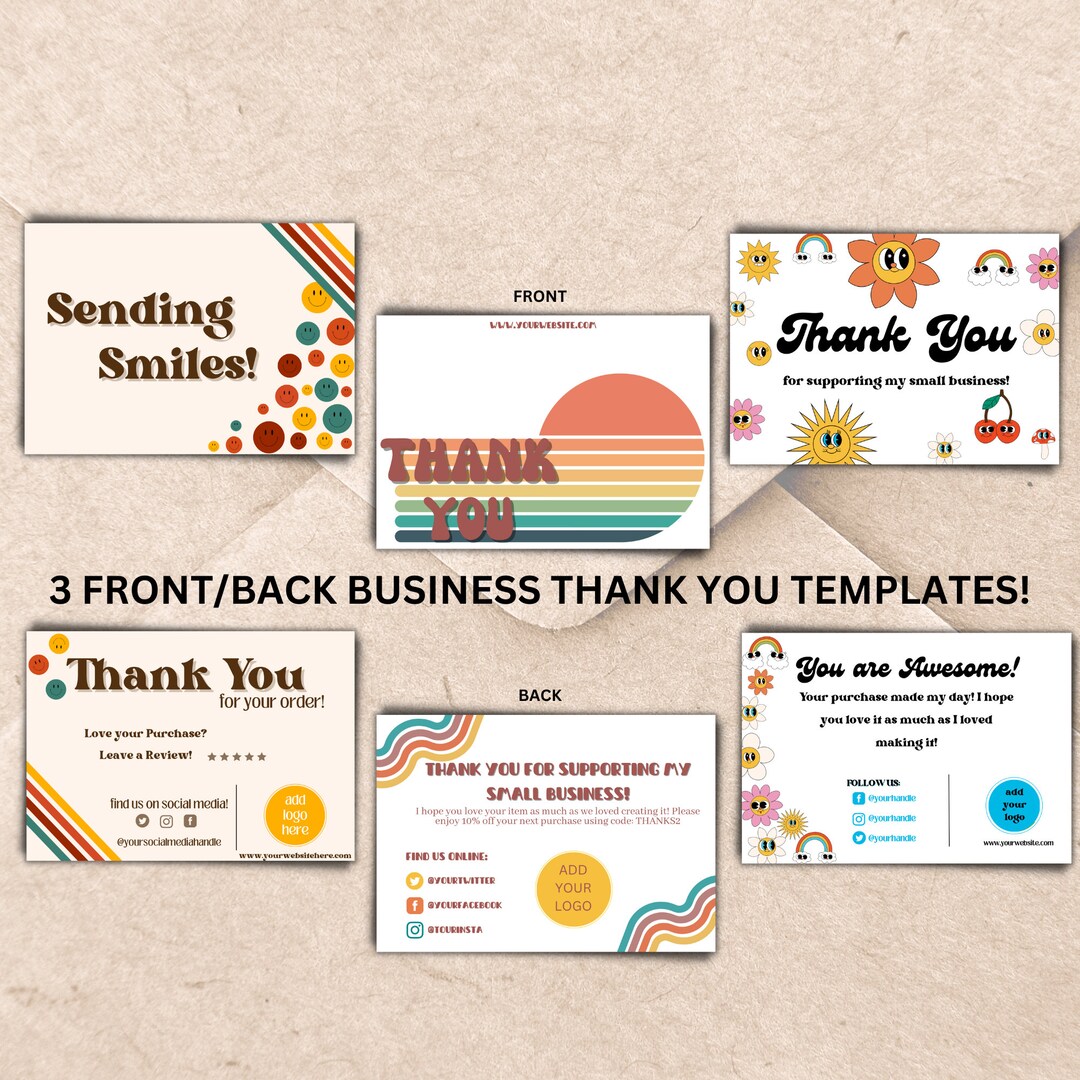 3 Front/back Thank You Business Templates! Thank You Downloadable ...
