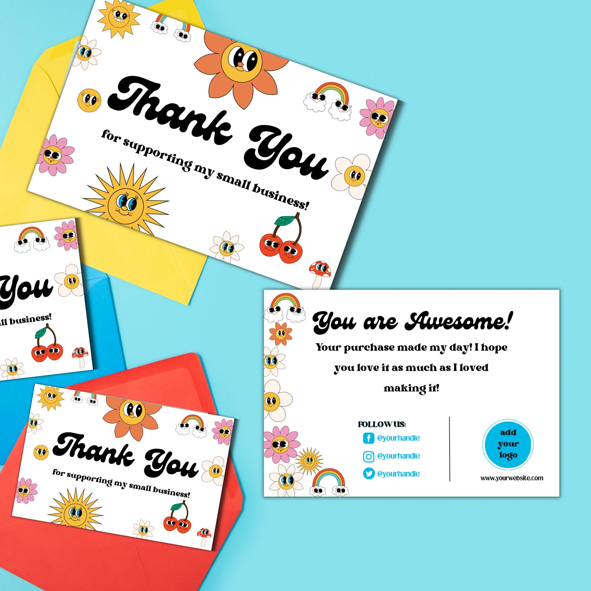 3 Front/back Thank You Business Templates! Thank You Downloadable ...