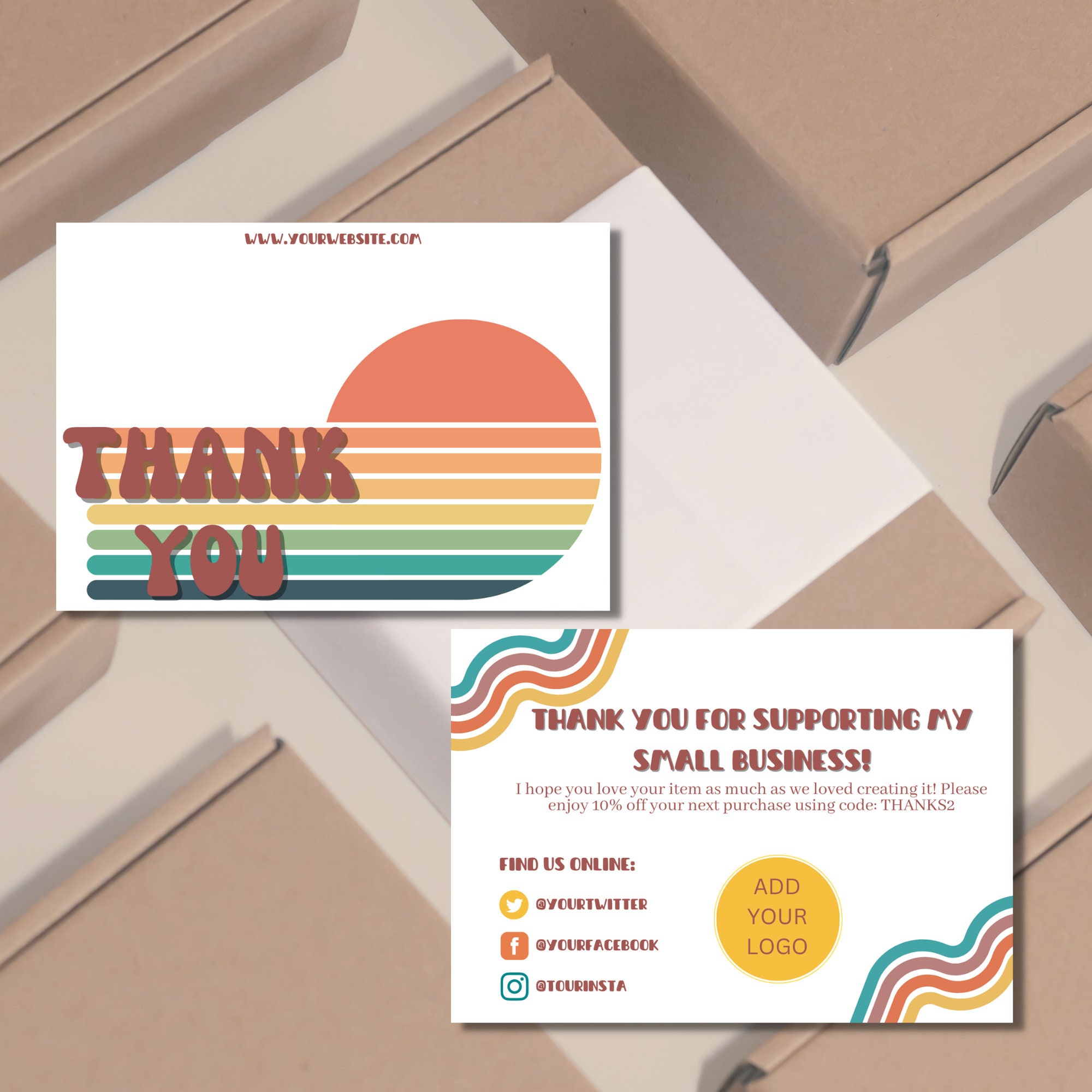 3 Front/back Thank You Business Templates! Thank You Downloadable ...