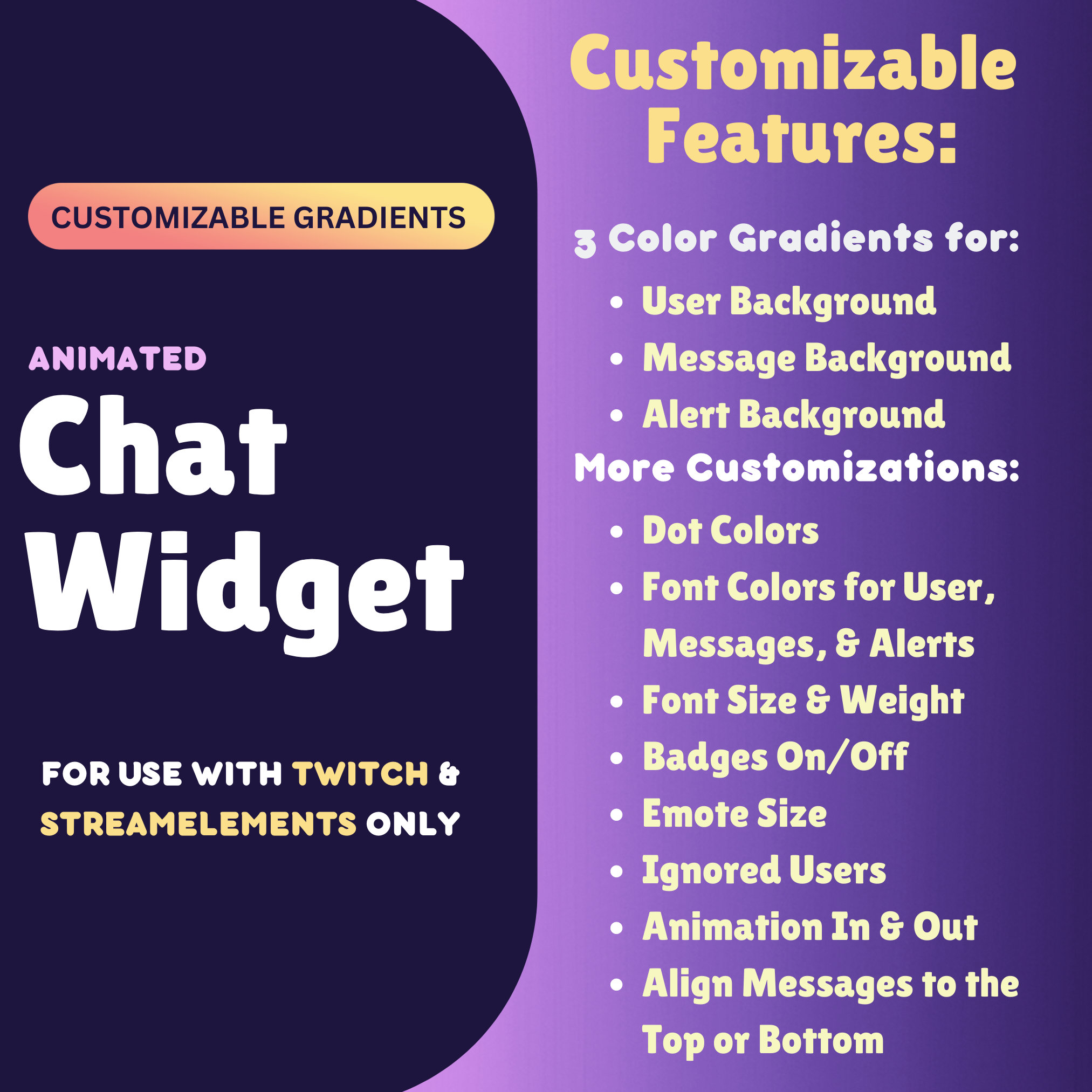 Customizable Animated 3 Color Gradient Chat & Alert Widget for - Etsy UK