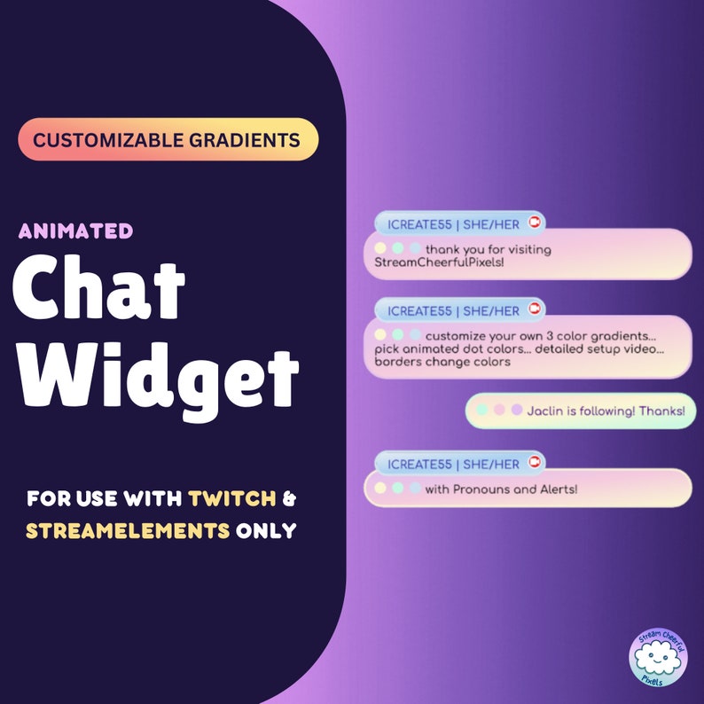 Customizable Animated 3 Color Gradient Chat & Alert Widget for - Etsy UK