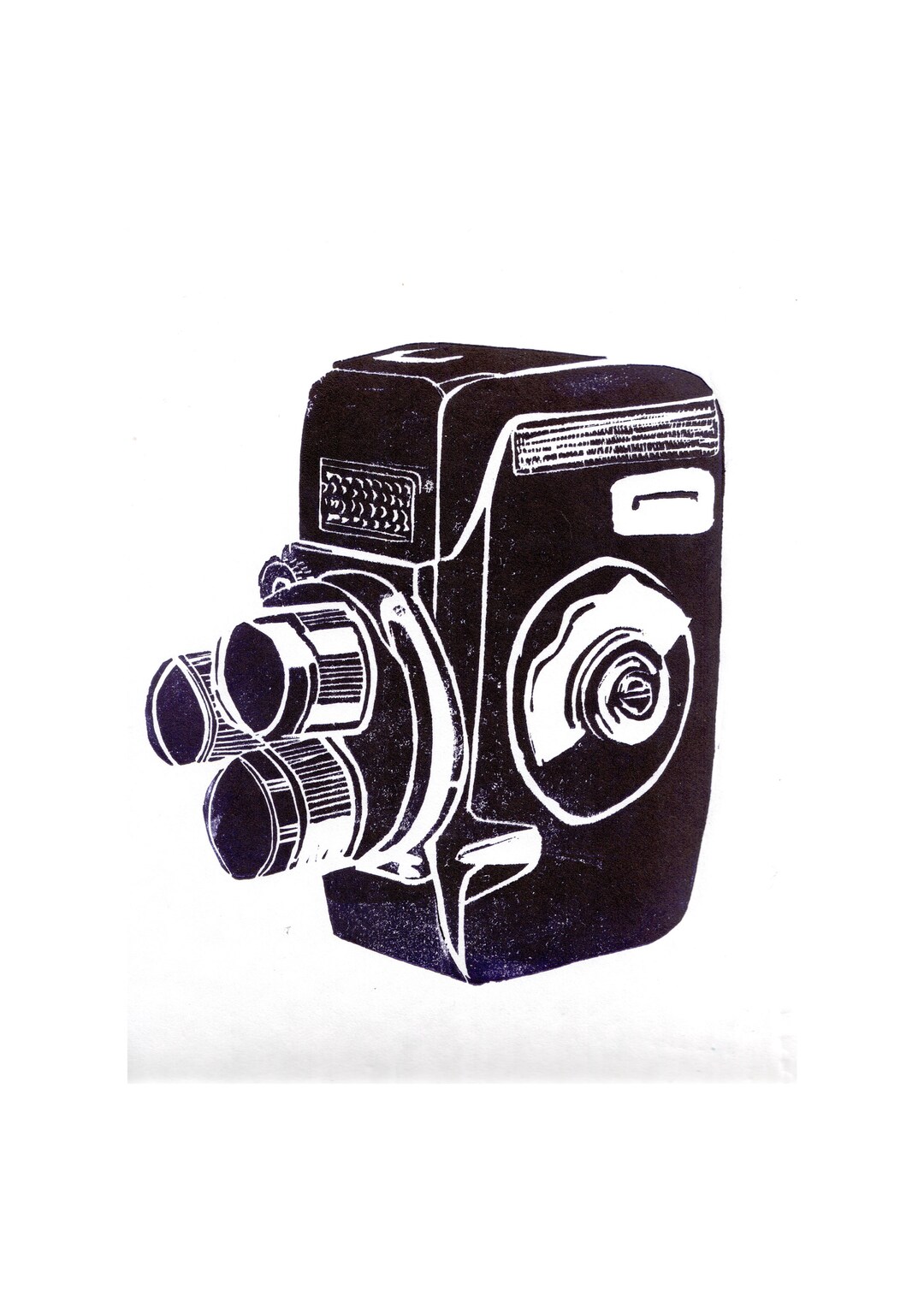 Super 8 Camera Lino Cut Print - Etsy