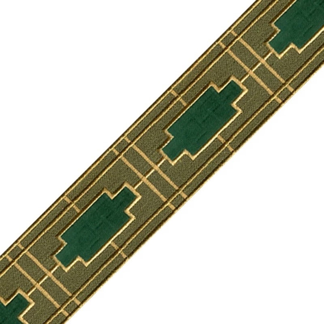Designer Trim by the Yard Geometric Print Embroidered 2.15” Colonial ...