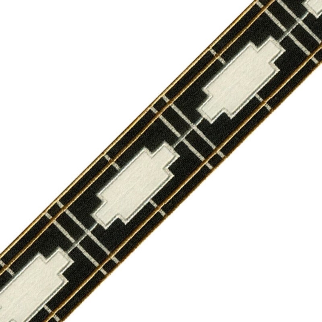 Designer Trim by the Yard Geometric Print Embroidered 2.15” Black ...