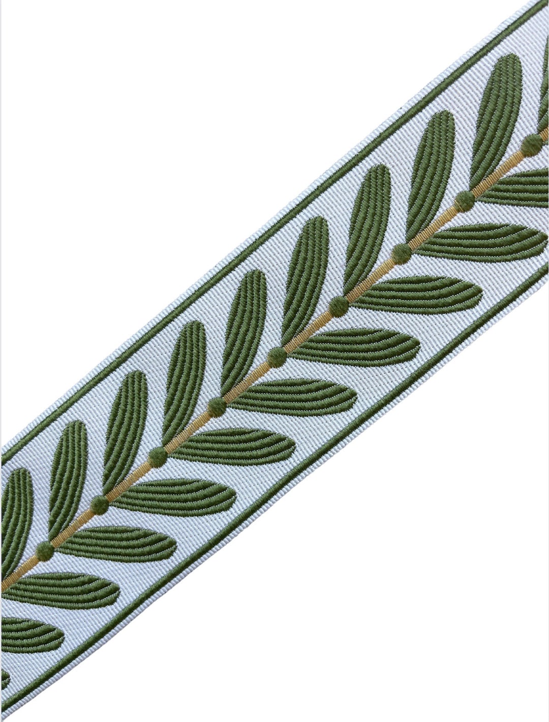 Trim Yard Floral 2.25” Forest Green on off White Tape Botanical Ribbon ...